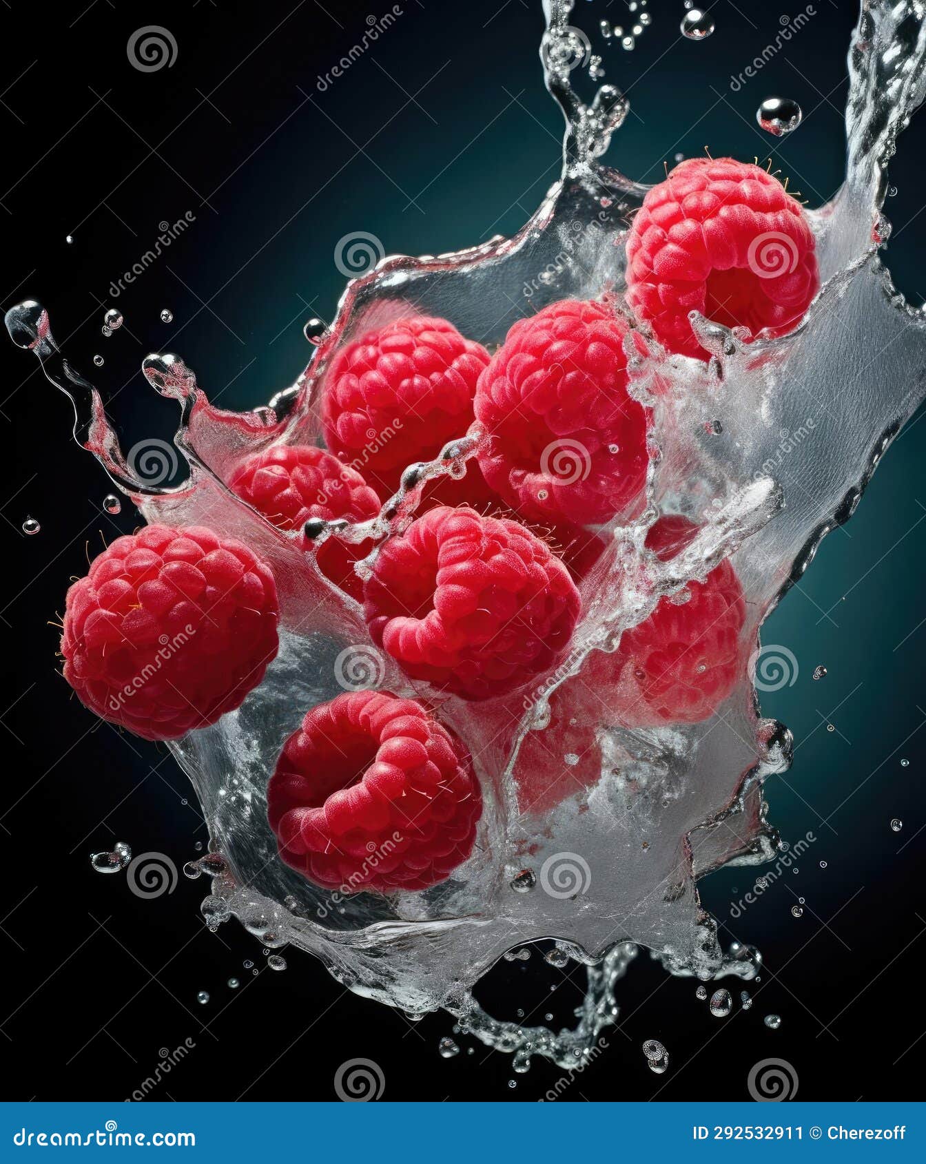 Raspberries Falling into the Water, Splashing Stock Image - Image of ...