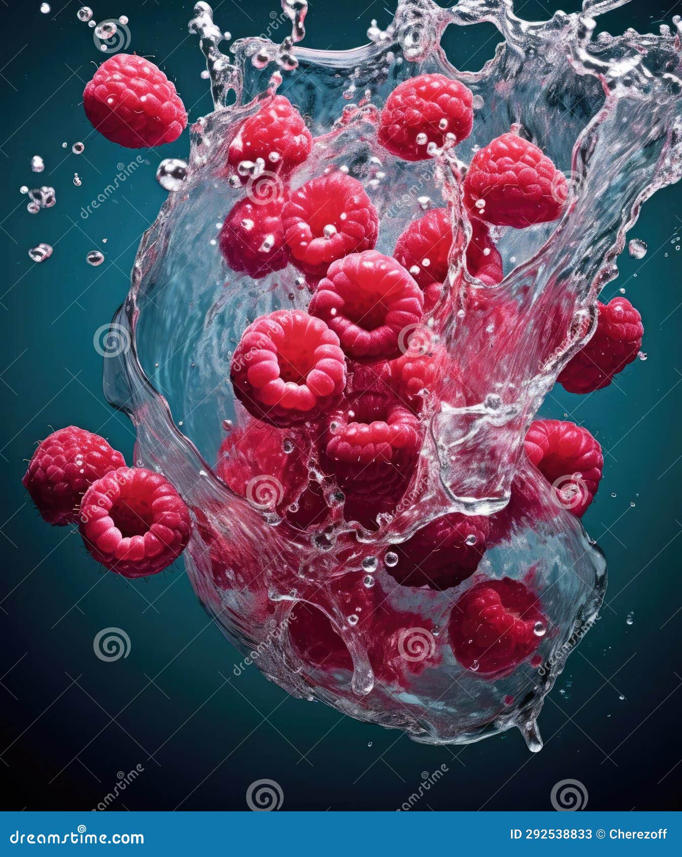 Raspberries Falling into the Water, Splashing Stock Image - Image of ...