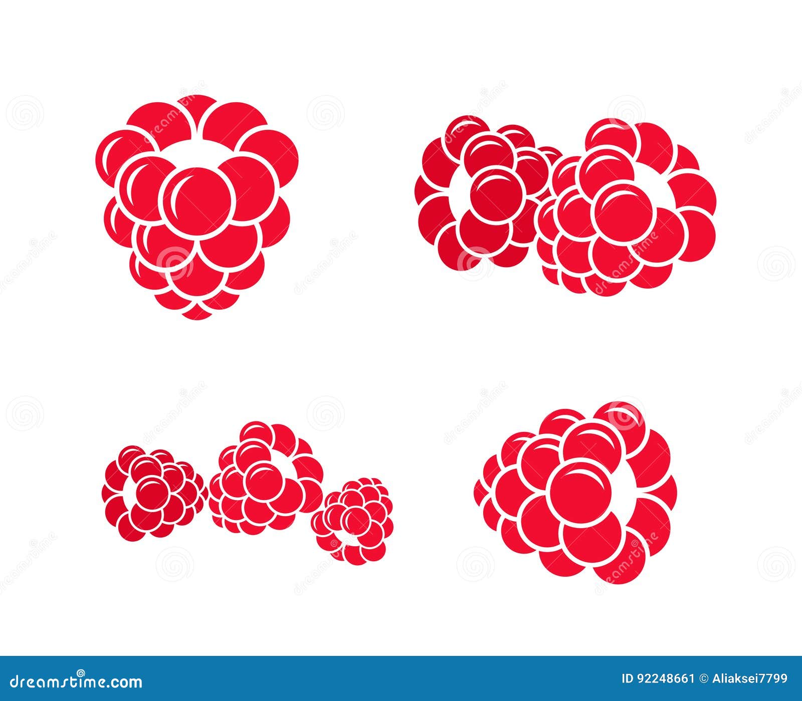 Raspberries. Icon set stock vector. Illustration of design - 92248661