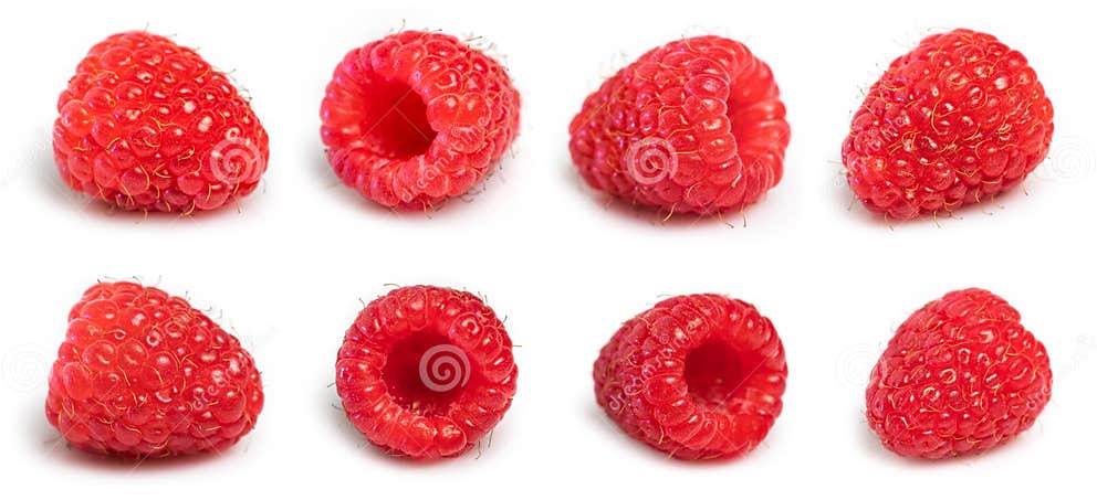 Raspberries Isolate Set. Raspberry Isolated on White Background Stock ...