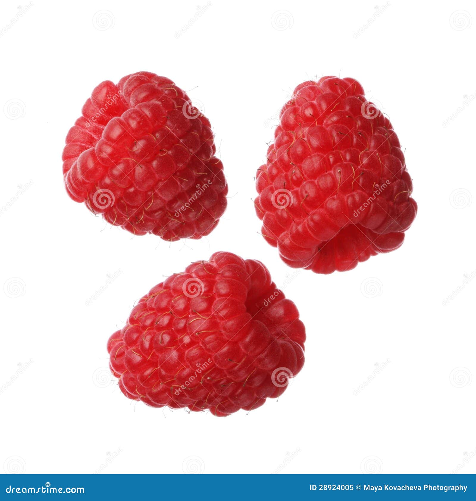 Raspberries Isolated on White Background, Close-up Stock Image - Image ...
