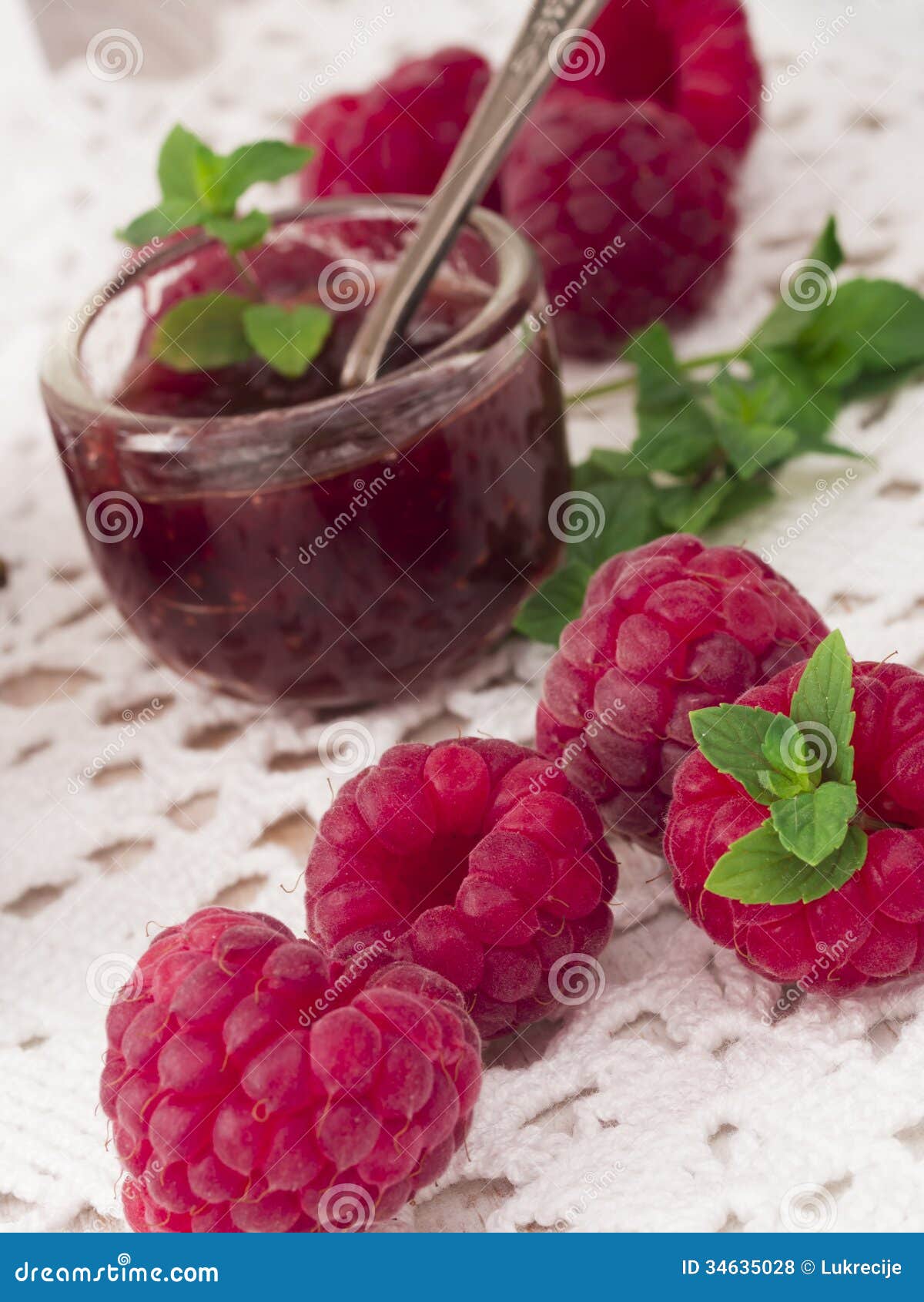 Raspberries and jam stock photo. Image of closeup, organic - 34635028
