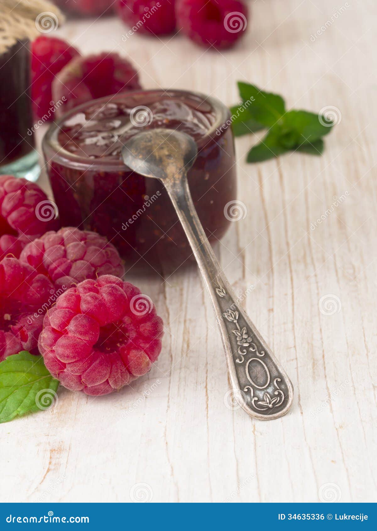 Raspberries jam stock photo. Image of closeup, macro - 34635336