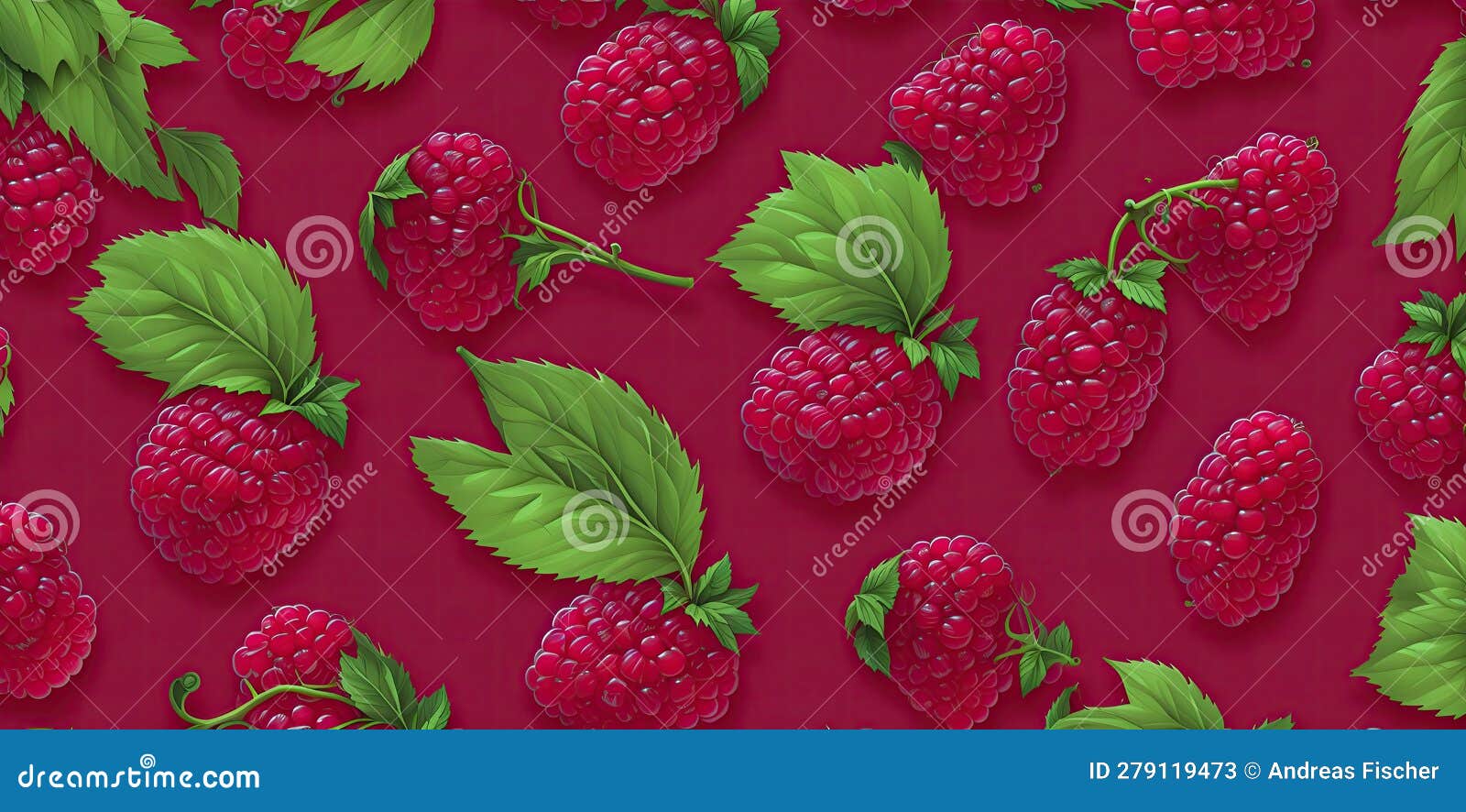 Raspberries with Leaves on a Bright Background. Stock Illustration ...