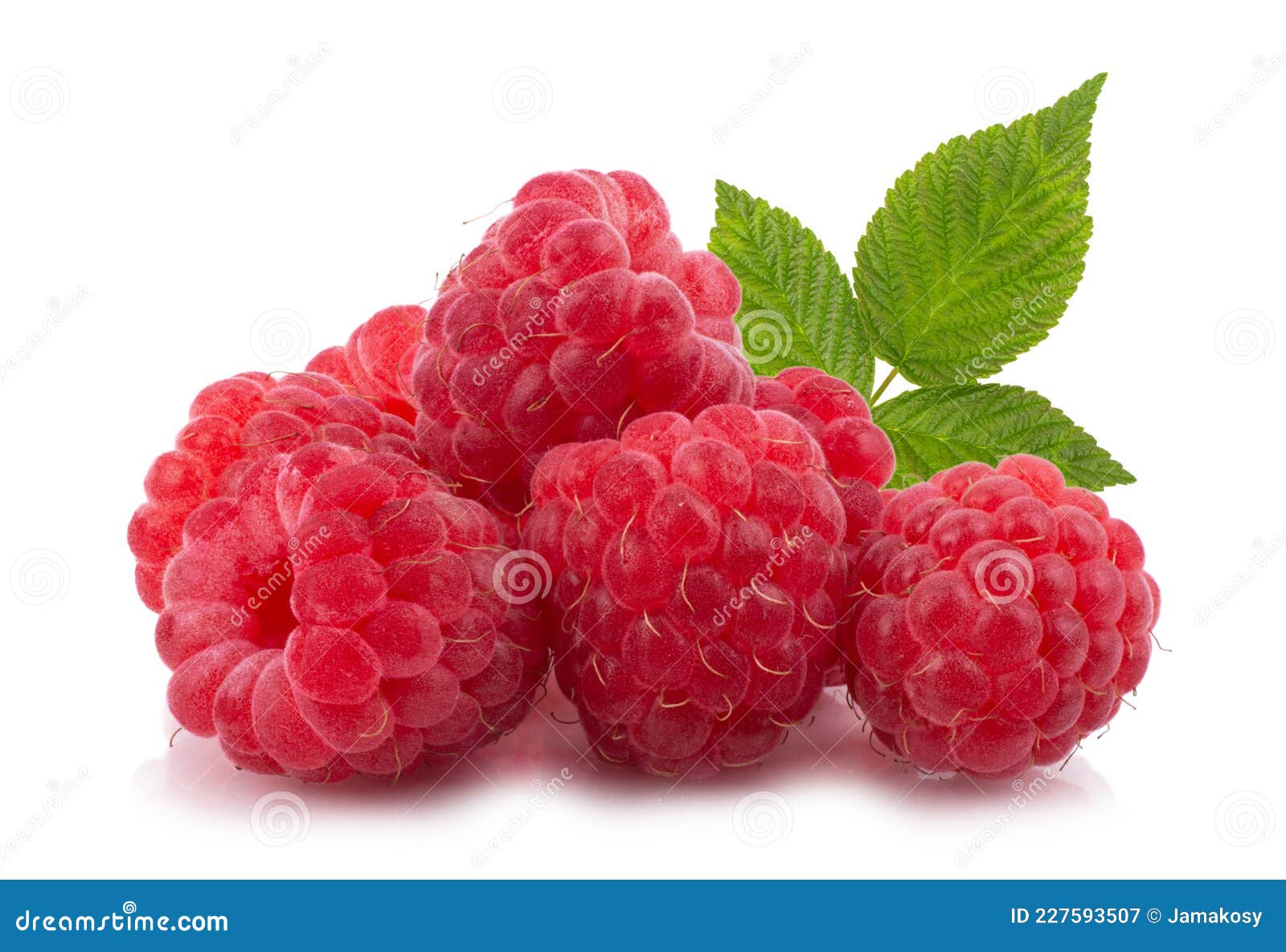 Raspberries with Leaves Isolated on White Background Stock Image ...