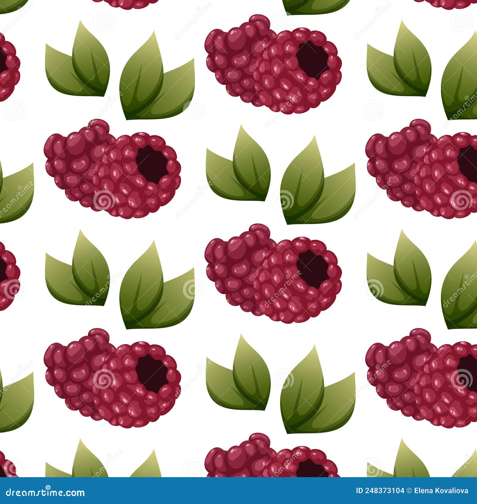 Raspberries with Leaves Seamless Pattern with Isolated Transparent ...