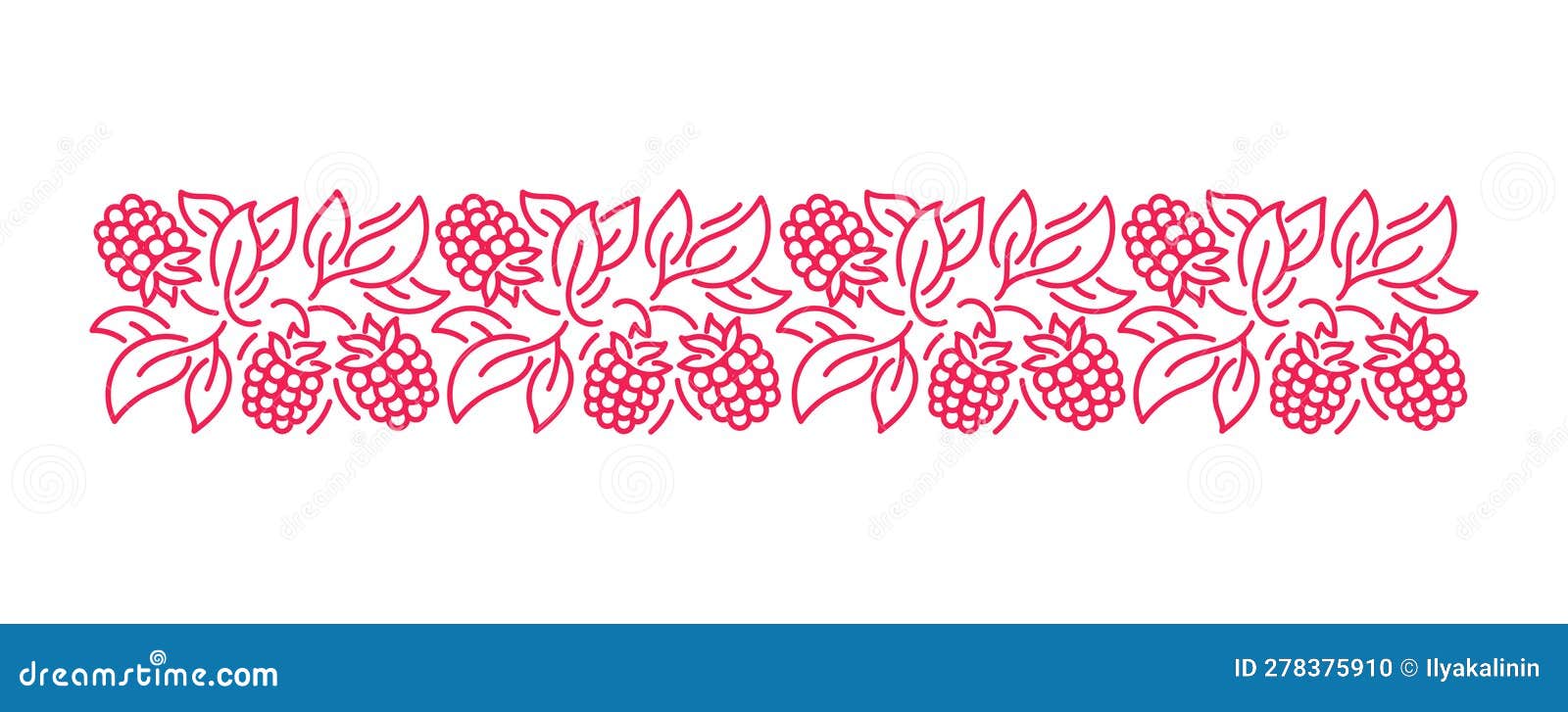 Raspberries Line Pattern Ornament. Flourish Background Design Element ...