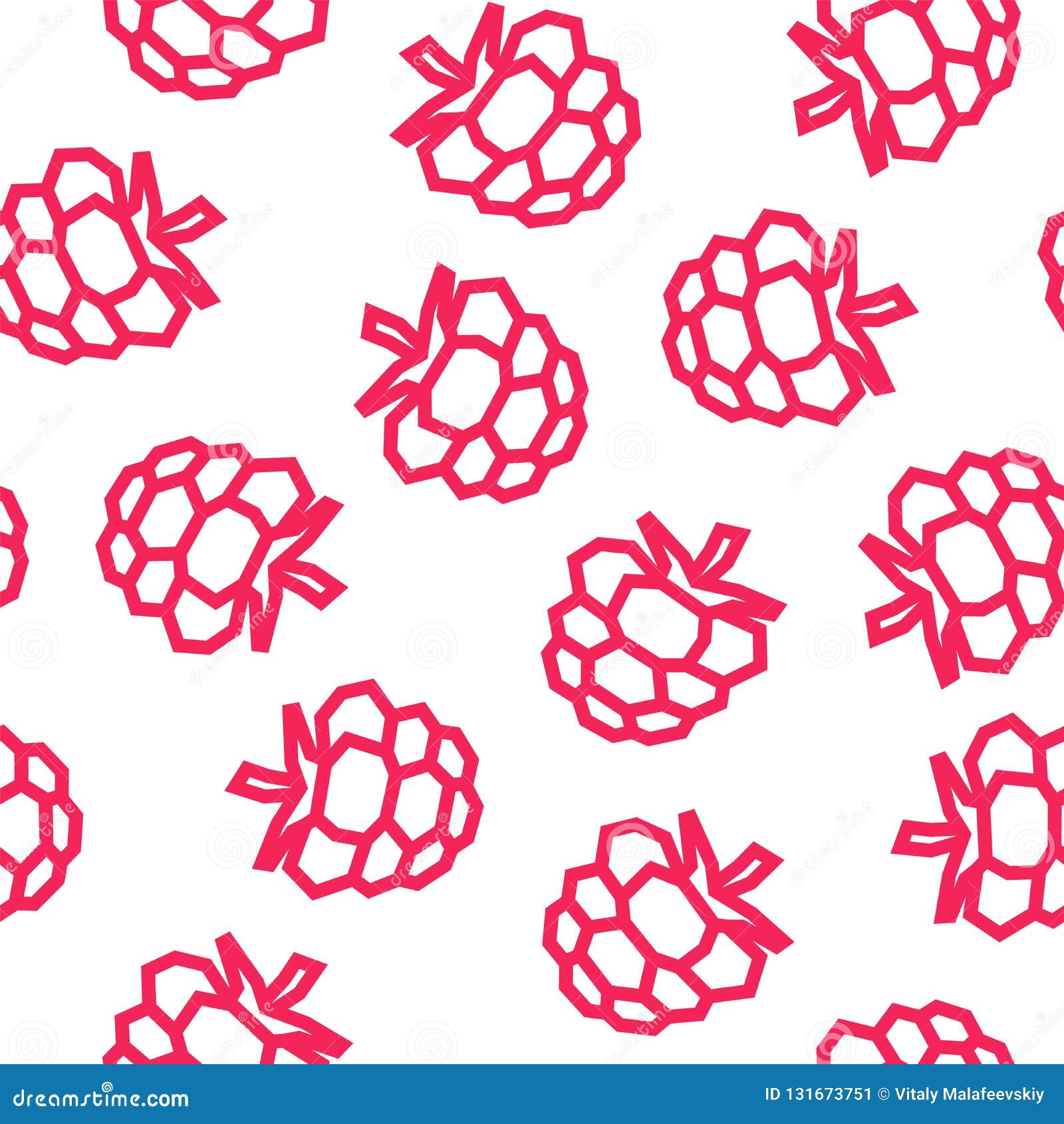 Raspberries Low Poly Seamless Pattern. Pink Raspberries Isolated on ...
