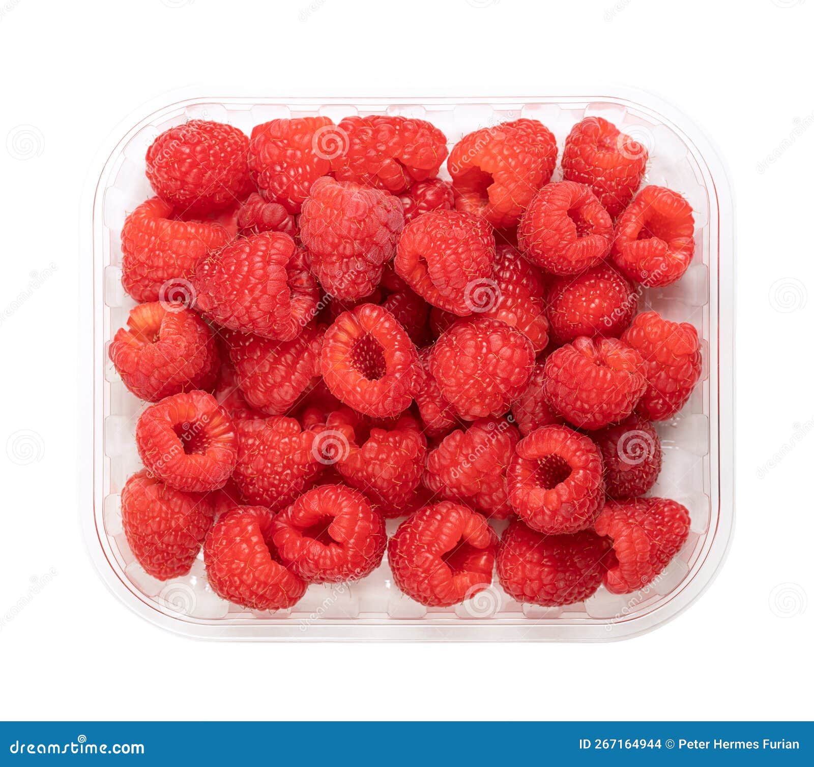 Whole Fresh Raspberries, Ripe and Red Fruits, in a Clear Plastic Punnet ...