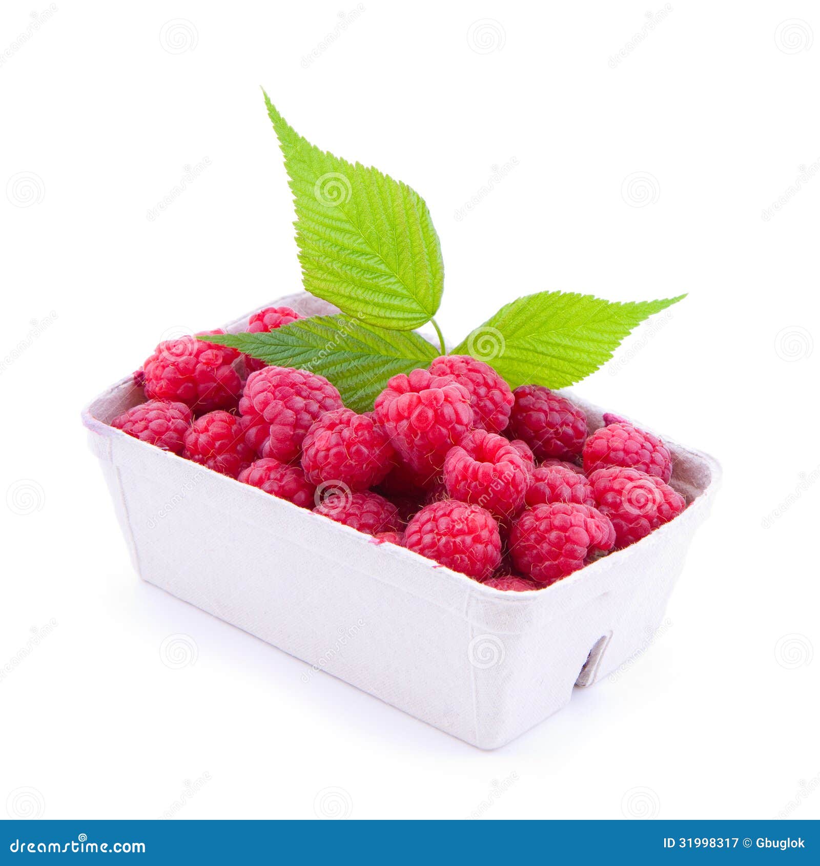 Raspberries in a punnet stock image. Image of paper, white - 31998317