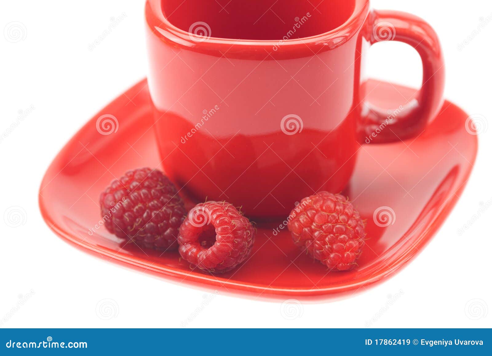 Raspberries in a Red Cup and Saucer Stock Image - Image of food ...