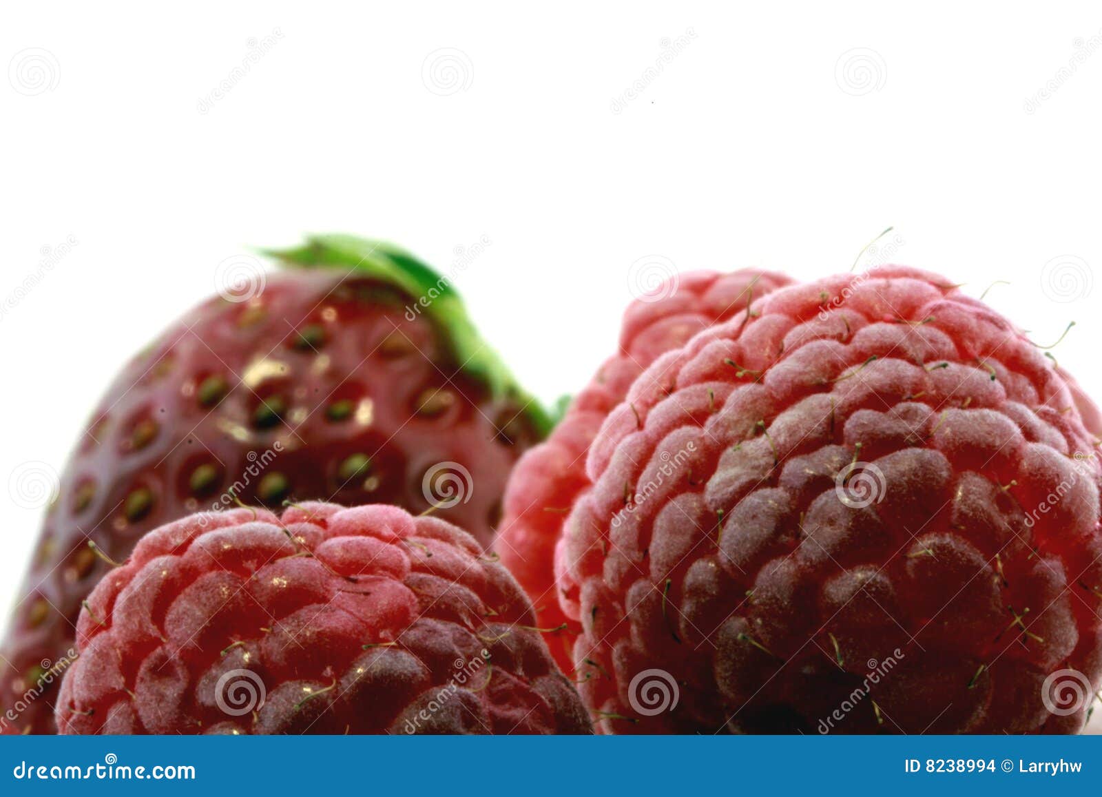 Raspberries and a Strawberry Stock Photo - Image of fruit, strawberry ...