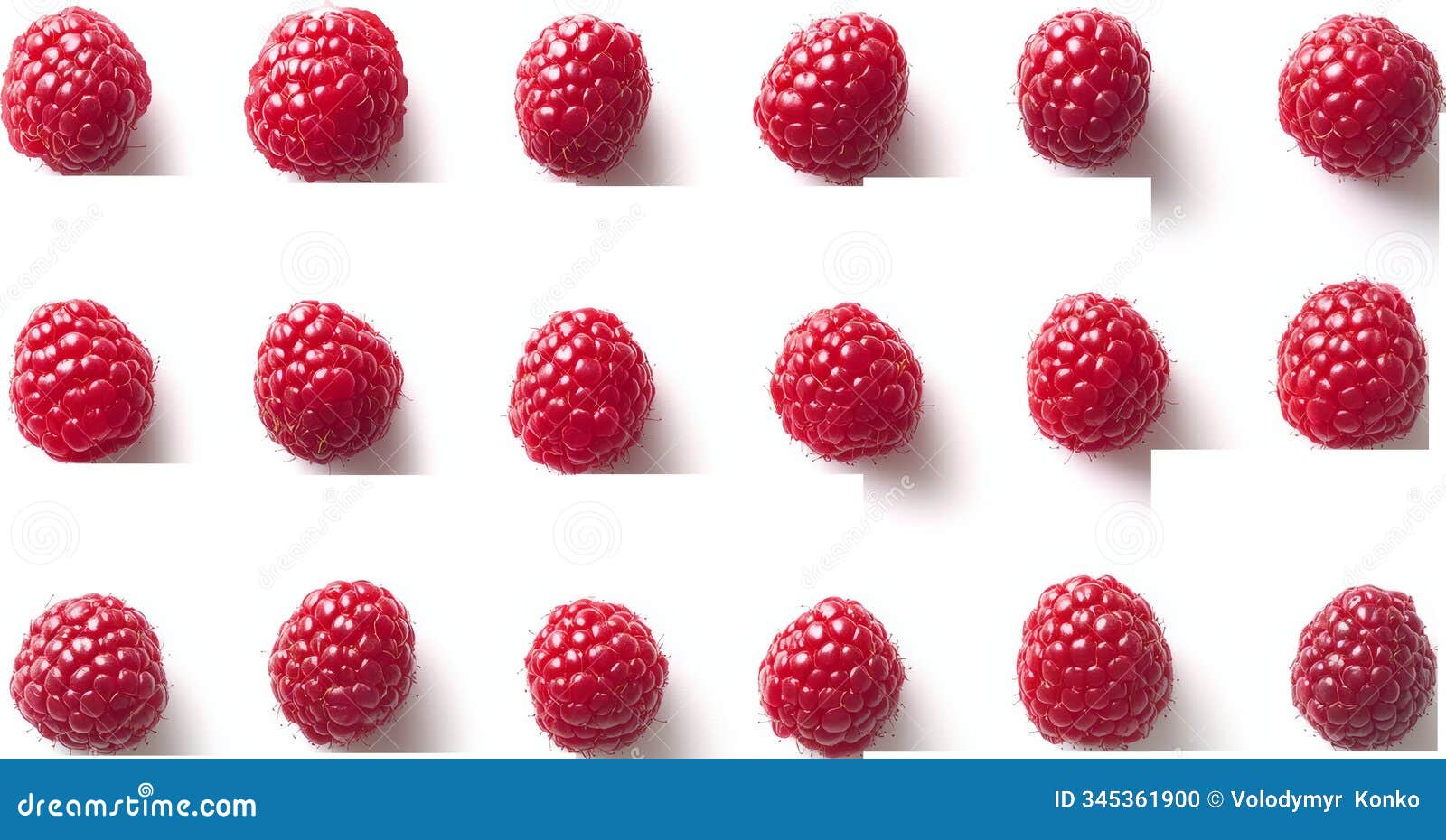 Raspberries on Transparent Background in Grid Pattern, Vibrant Fruit ...