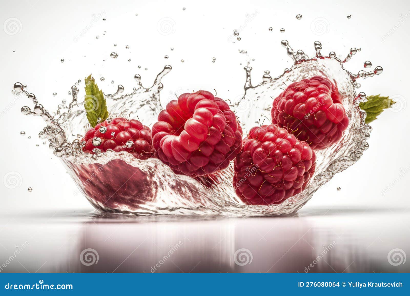 Raspberries and Water Splashes. Generative AI Stock Illustration ...