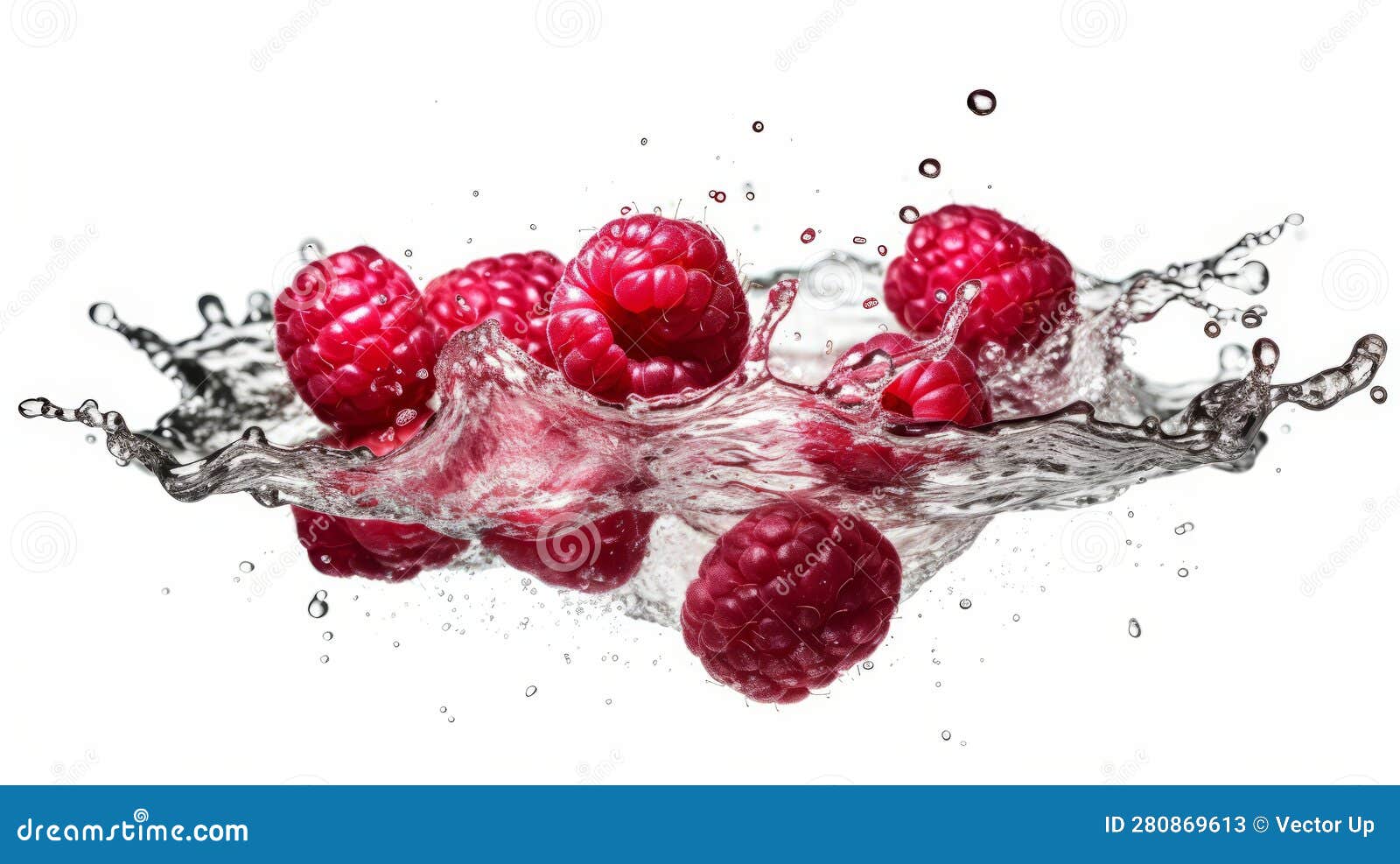 Raspberries with Water Splashes Isolated on White Background ...