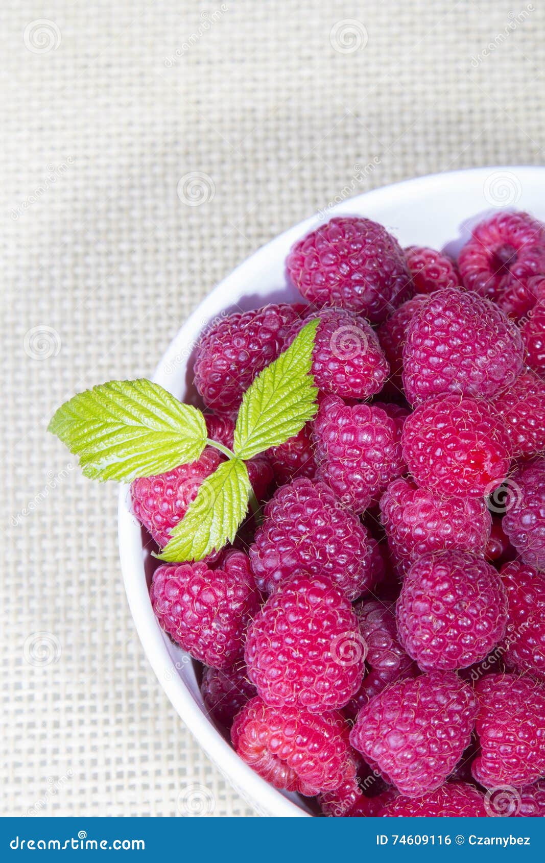 Raspberries in a White Bowl Stock Photo - Image of platter, ingredient ...