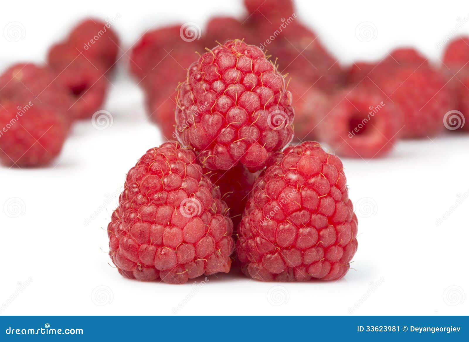 Raspberries white isolated stock image. Image of eating - 33623981