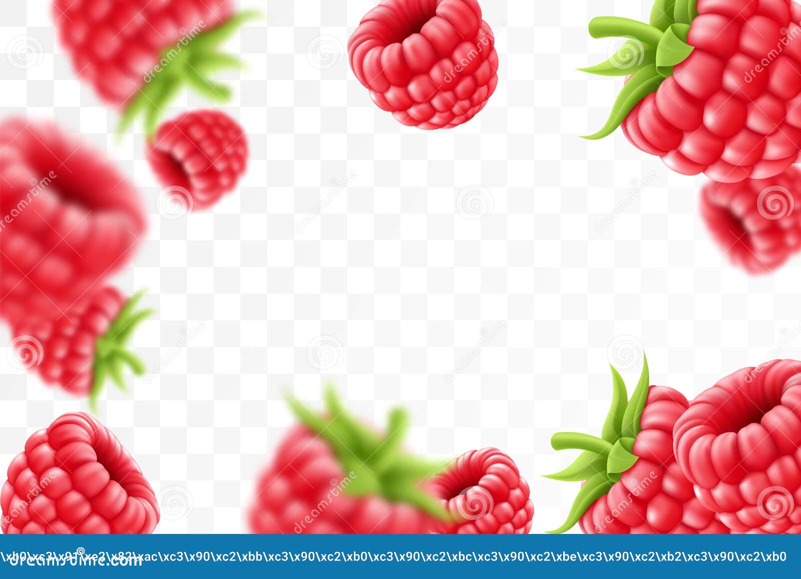 Raspberry Background. Flying Raspberry with Green Leaf on Transparent ...
