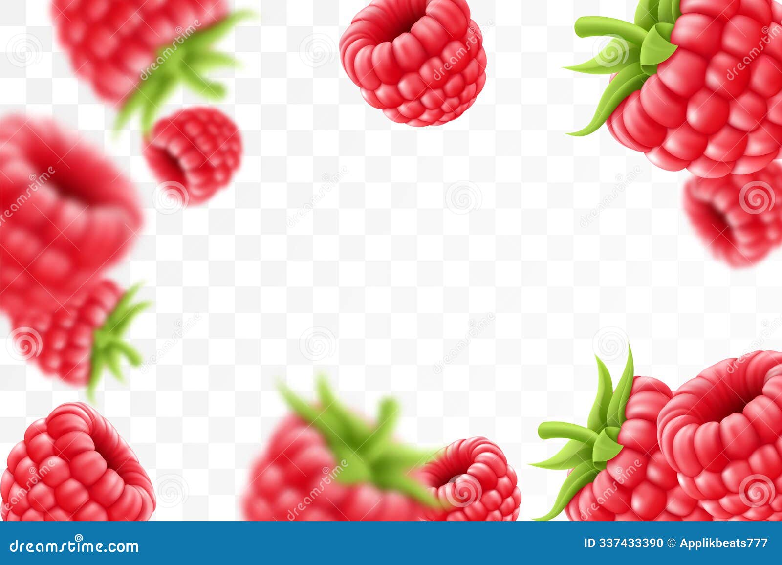 Raspberry Background. Flying Raspberry with Green Leaf on Transparent ...