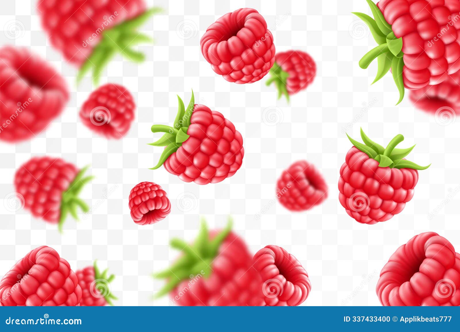 Raspberry Background. Flying Raspberry with Green Leaf on Transparent ...