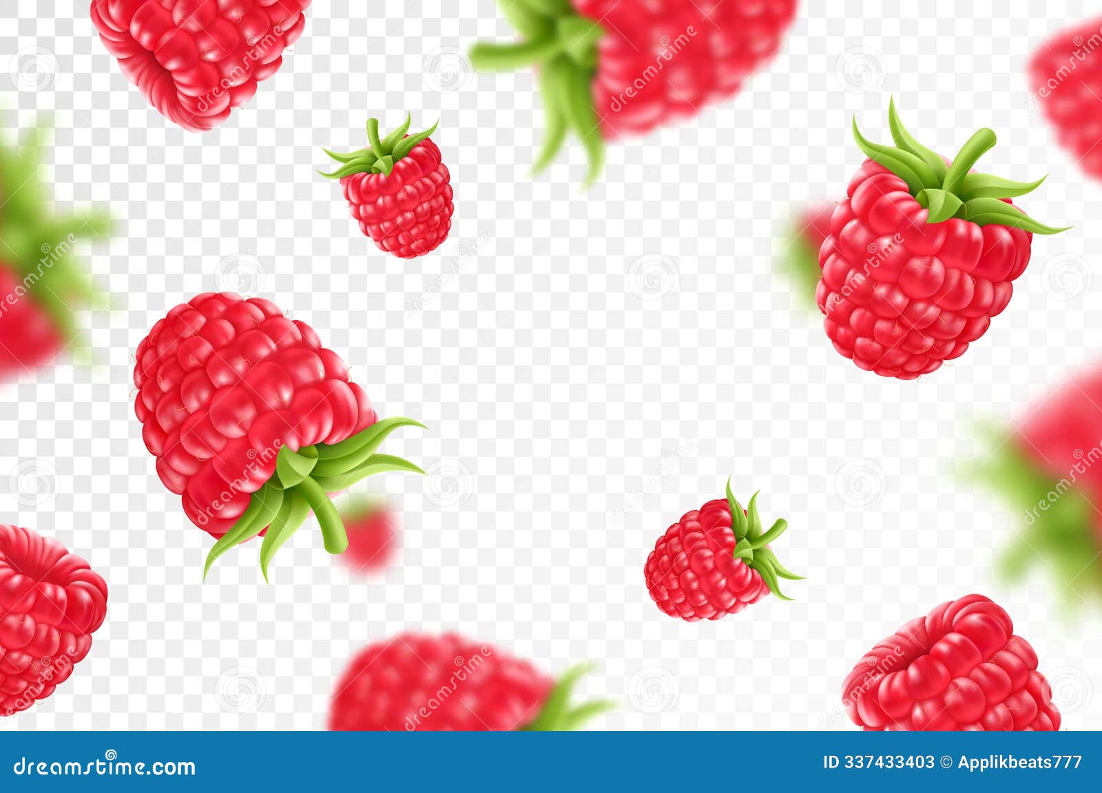 Raspberry Background. Flying Raspberry with Green Leaf on Transparent ...