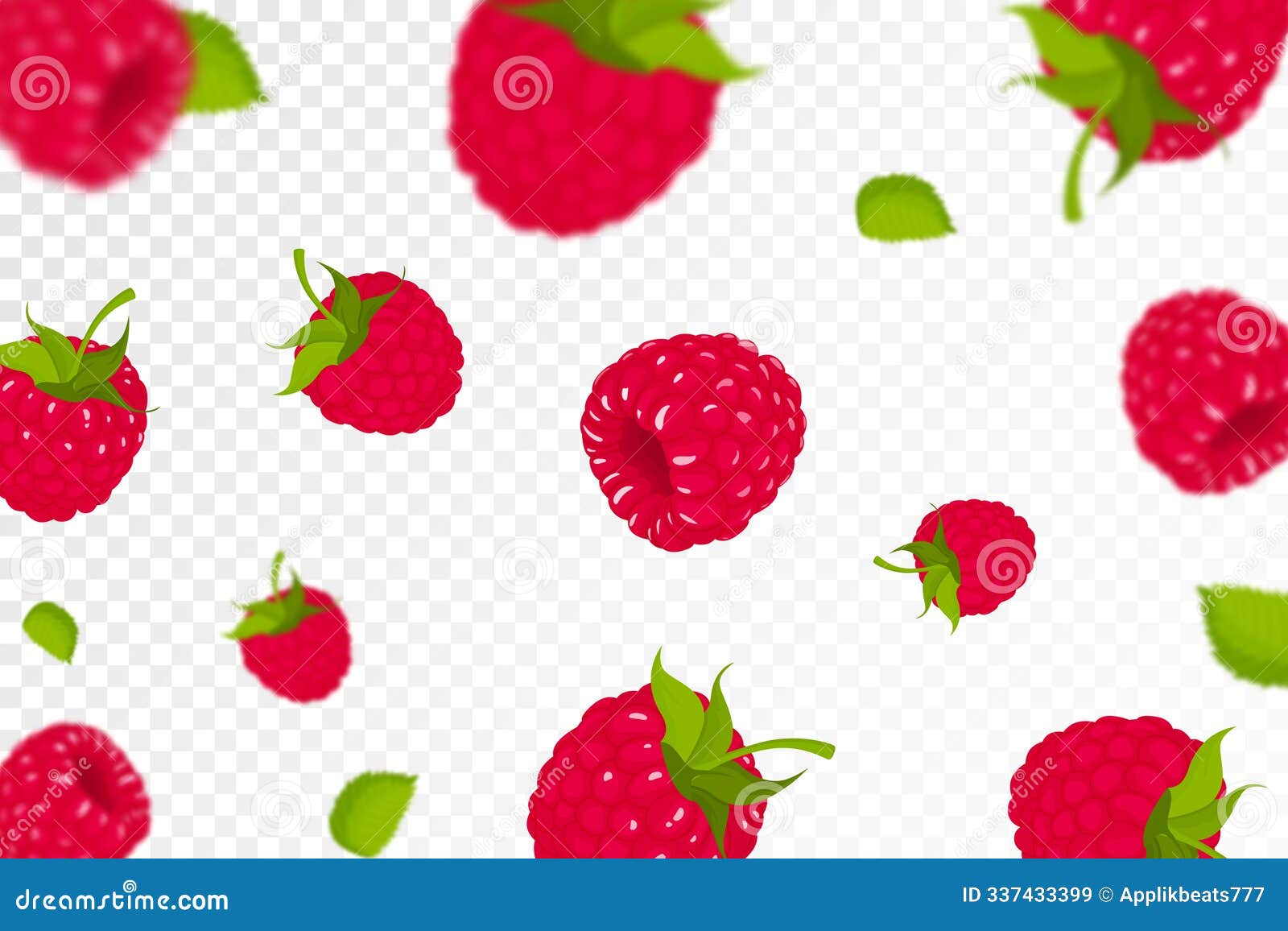 Raspberry Background. Flying Raspberry with Green Leaf on Transparent ...