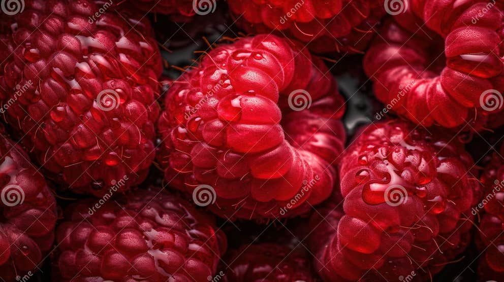Raspberry Background. Fresh Red Berries. Raspberry Fruits Horizontal ...