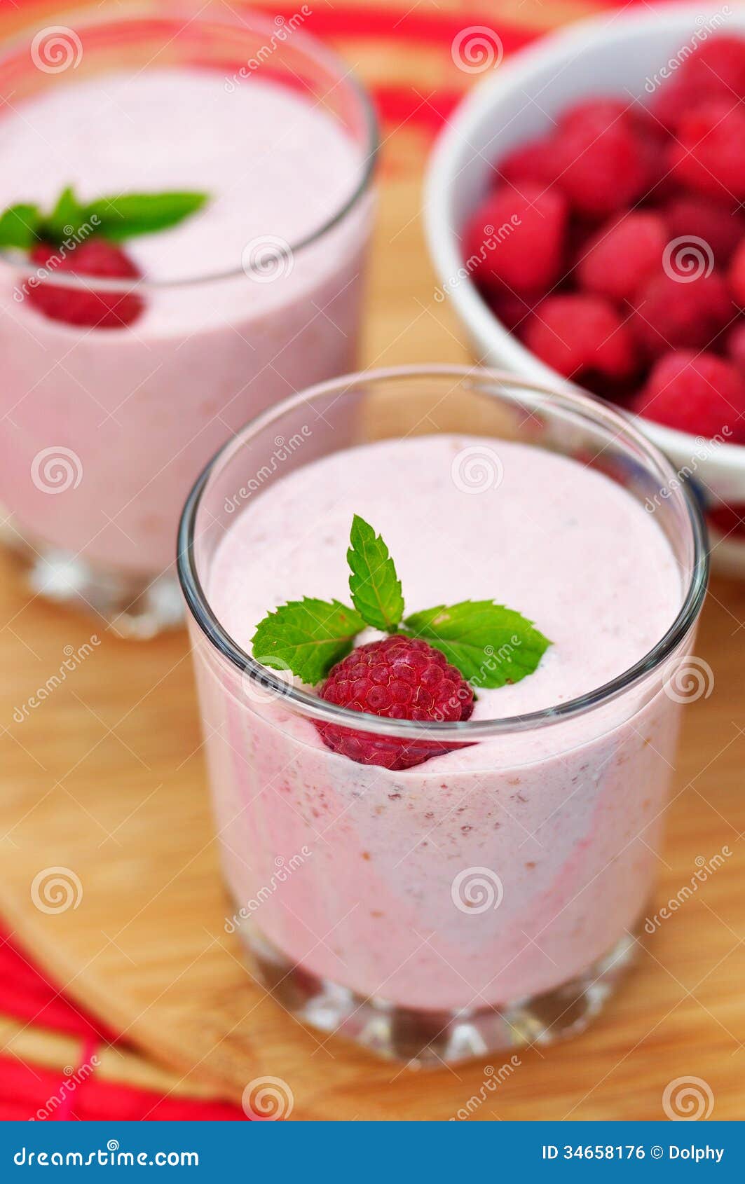 Raspberry Banana Oat Smoothie and Fresh Raspberries Stock Photo - Image ...