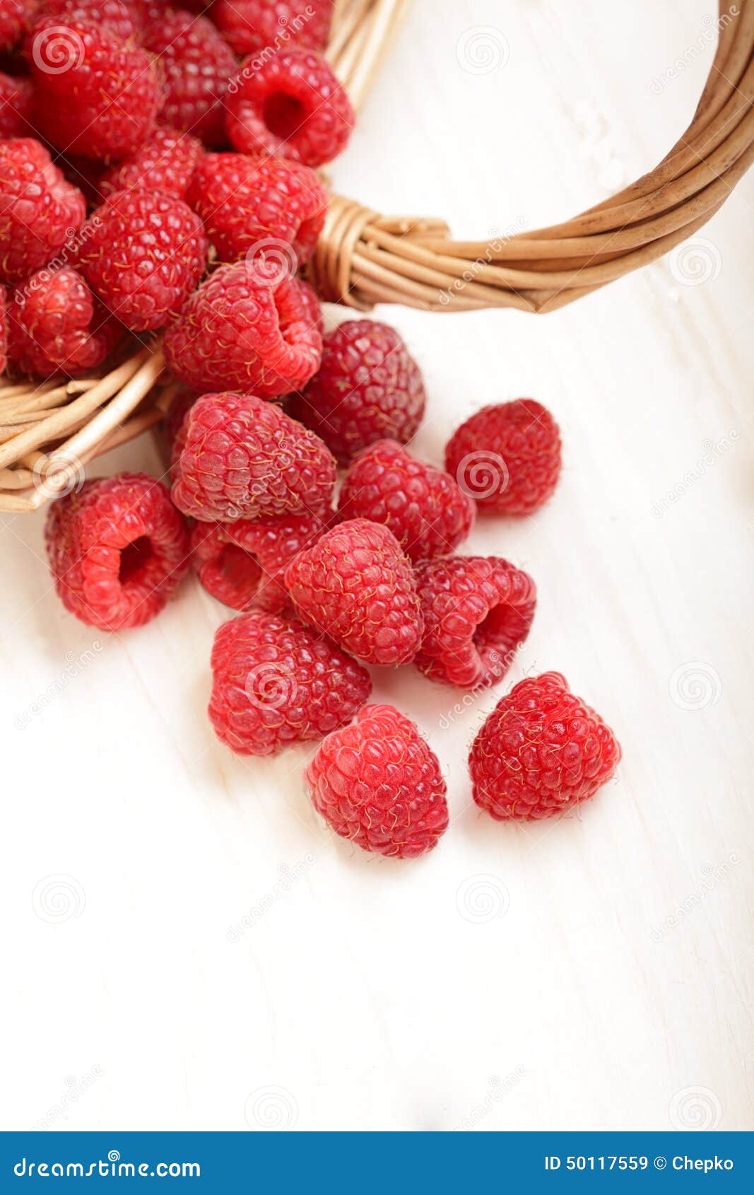 Raspberry in a Basket on the Table Stock Image - Image of organic ...