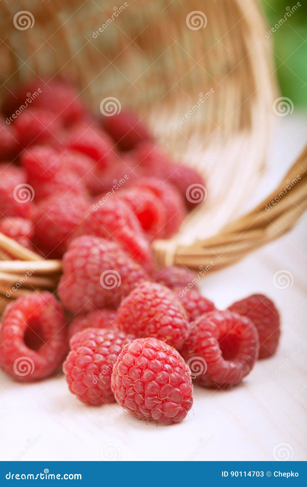 Raspberry in a Basket on the Table Stock Image - Image of fruits ...