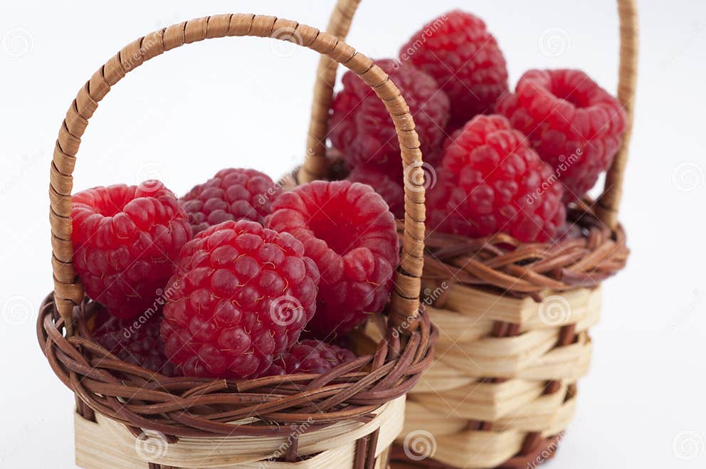 Raspberry baskets stock image. Image of berry, white - 20234679
