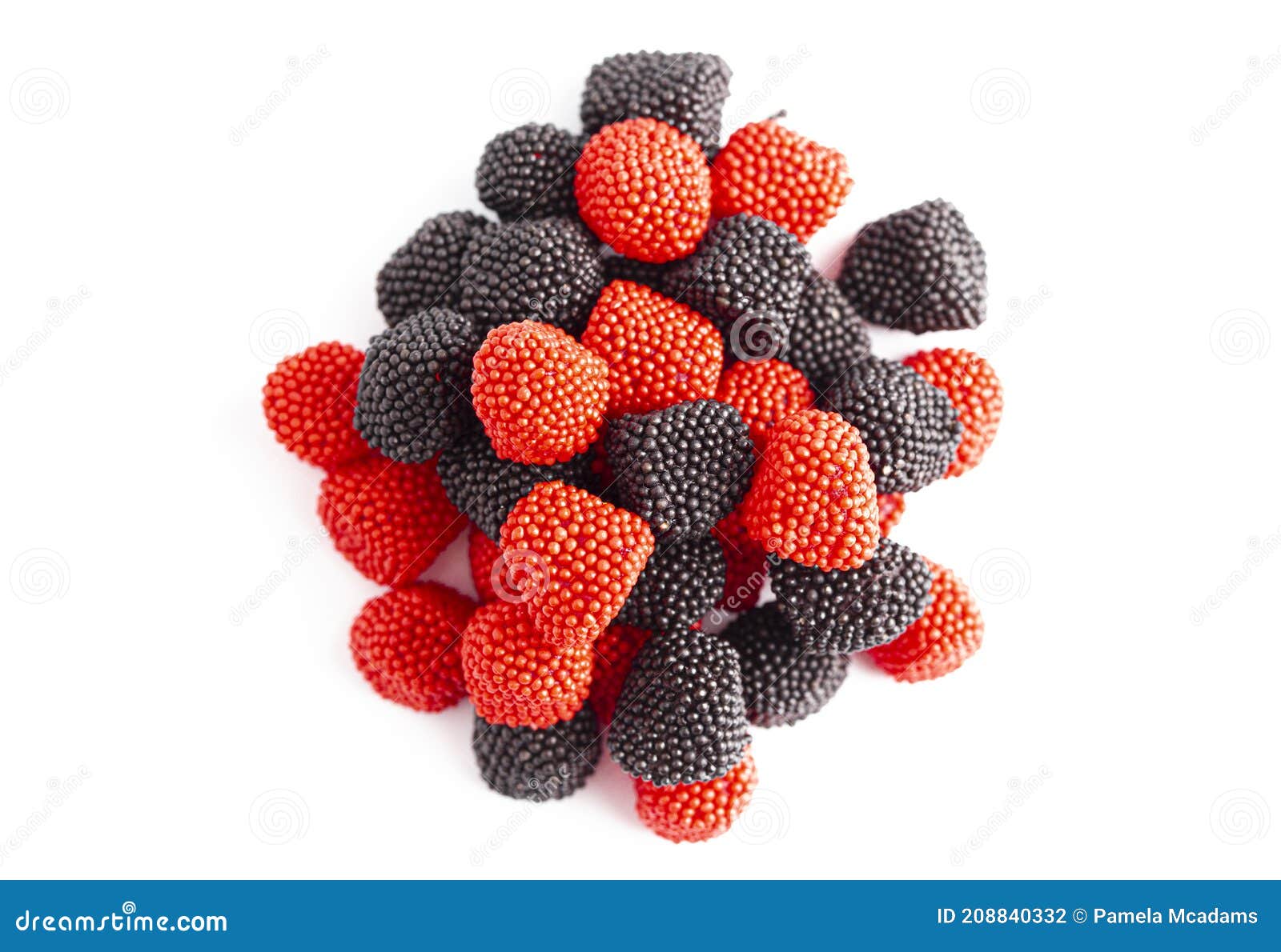 Raspberry and Blackberry Gummy Candies on a White Background Stock ...
