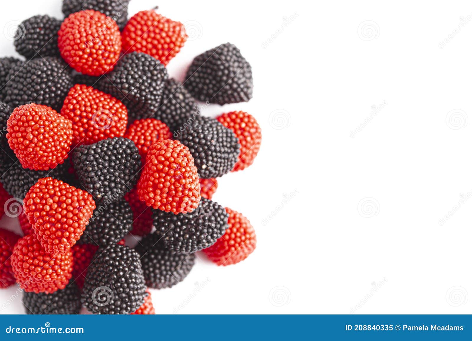 Raspberry and Blackberry Gummy Candies on a White Background Stock ...