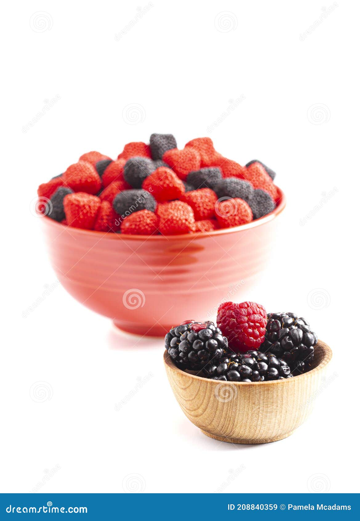 Raspberry and Blackberry Gummy Candies on a White Background Stock ...