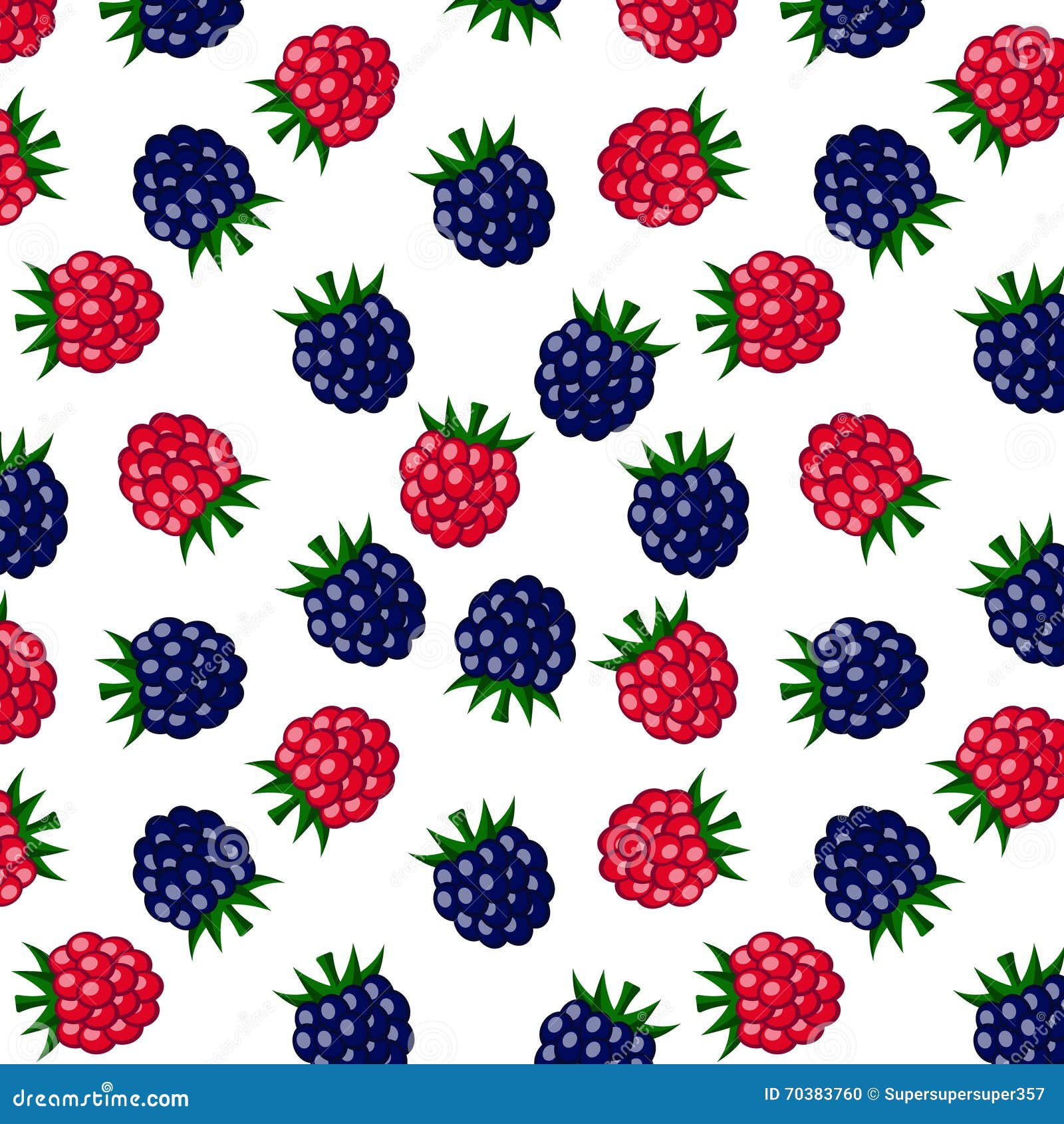 Raspberry and Blackberry Pattern on White Background Stock Vector ...