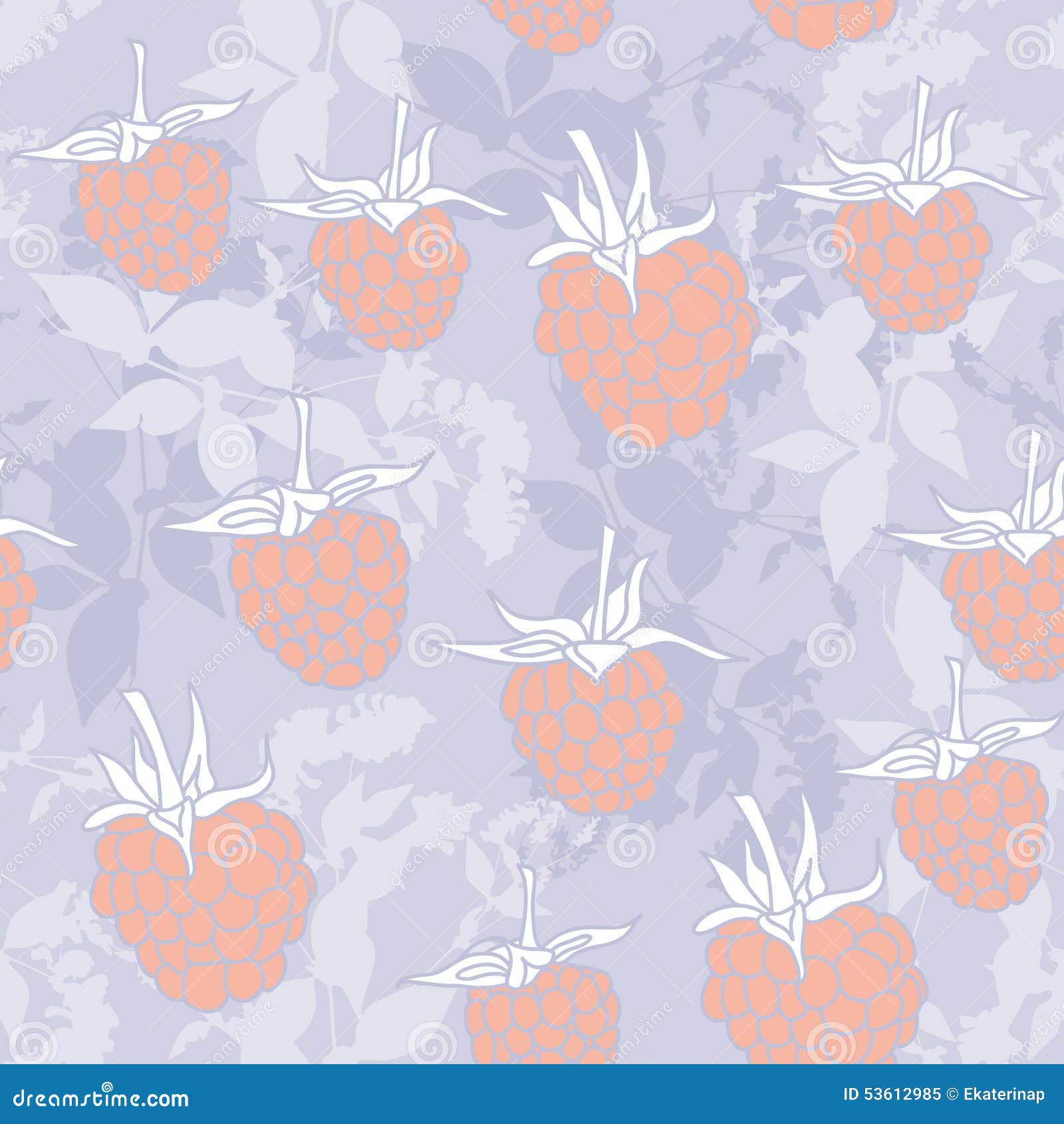 Raspberry on Blue Background. Sketch, Seamless Pattern Stock Vector ...