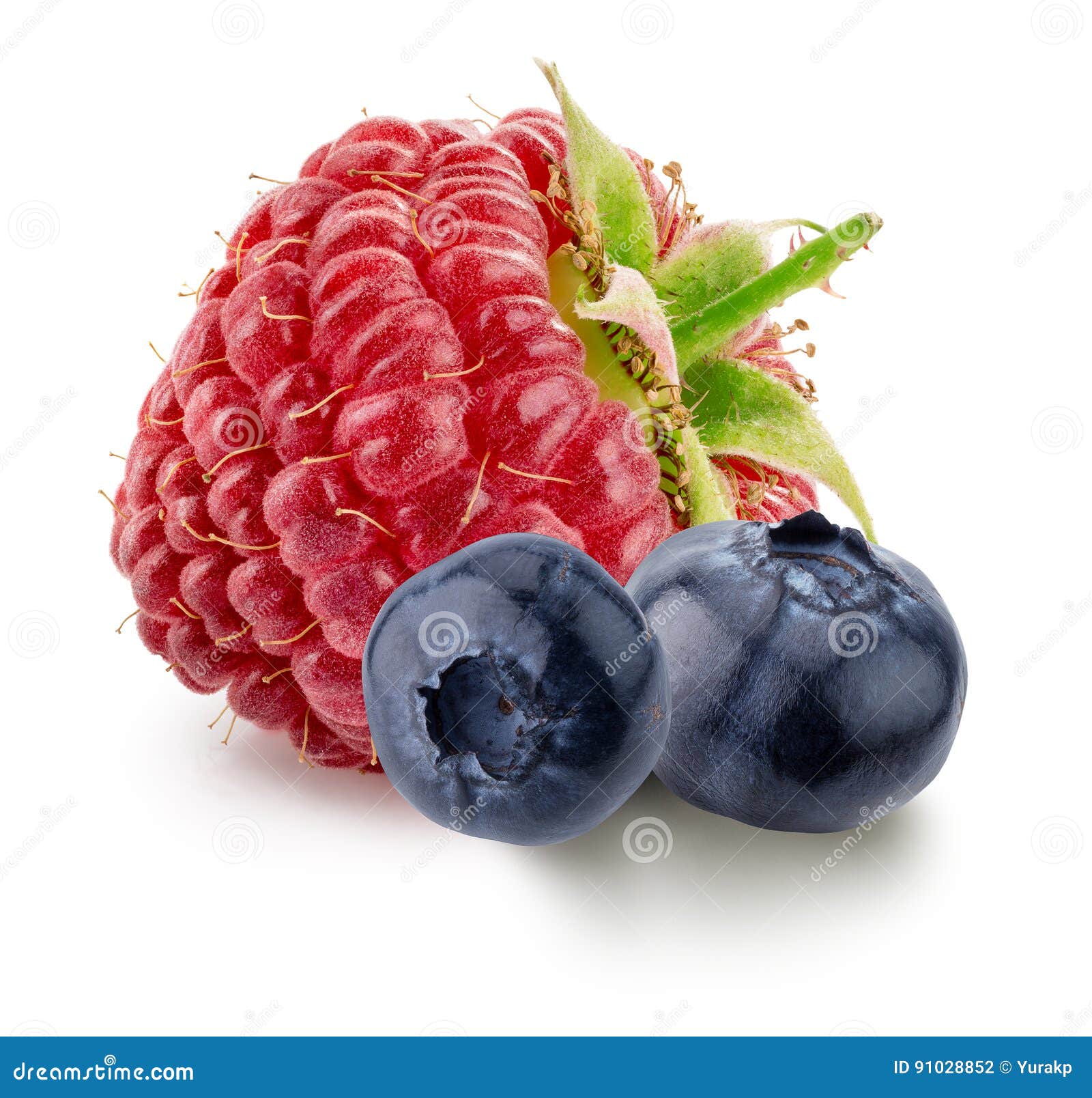 Raspberry and Blueberries Isolated on White Background Stock Photo ...