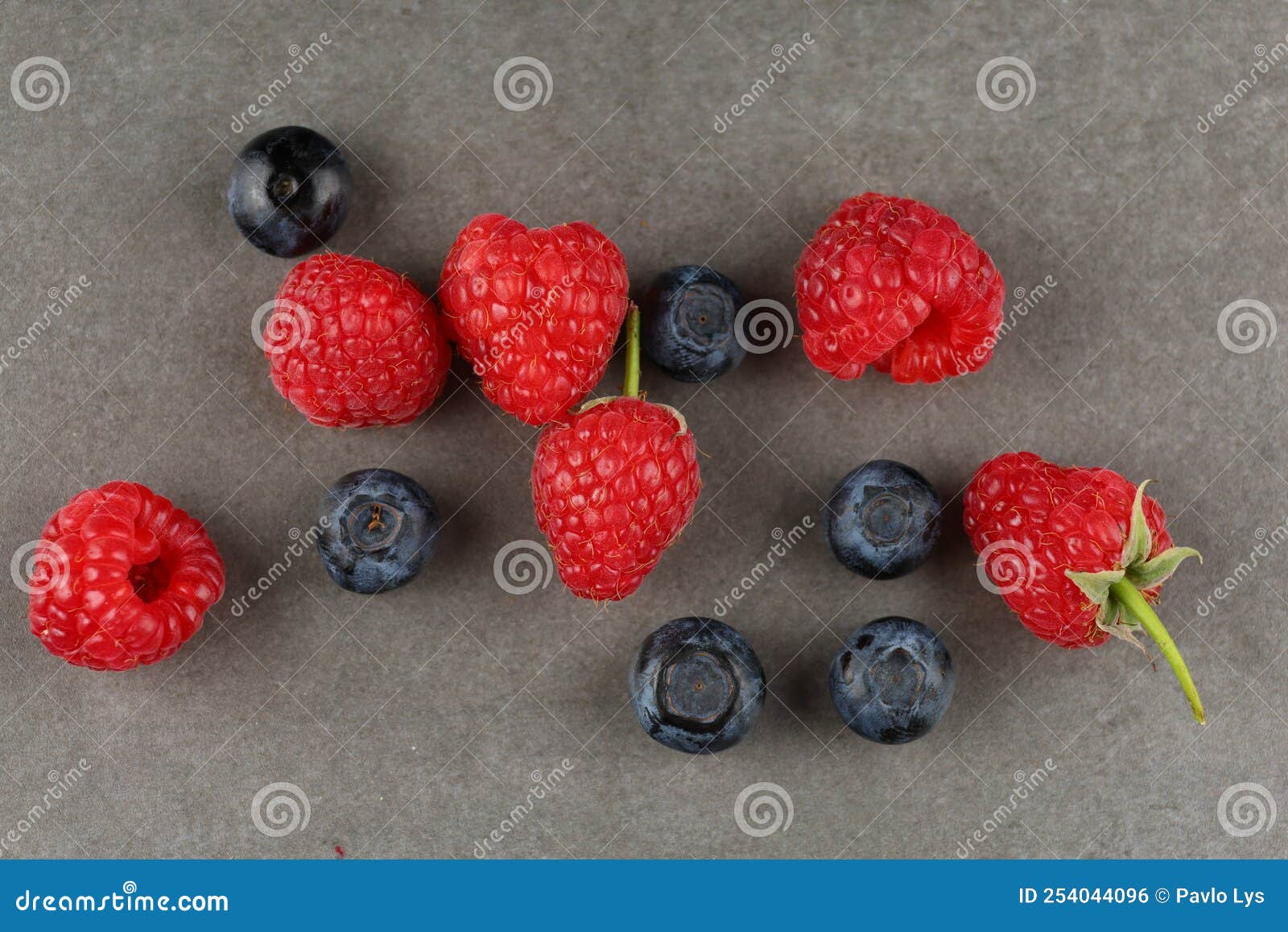 Raspberry and Blueberry Berries Top View Stock Photo - Image of ...