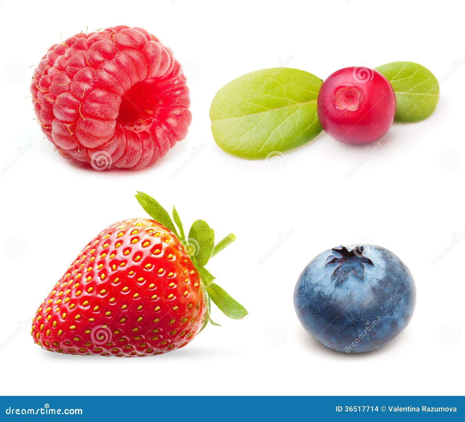 Raspberry and Blueberry Isolated Stock Photo - Image of natural, ripe ...