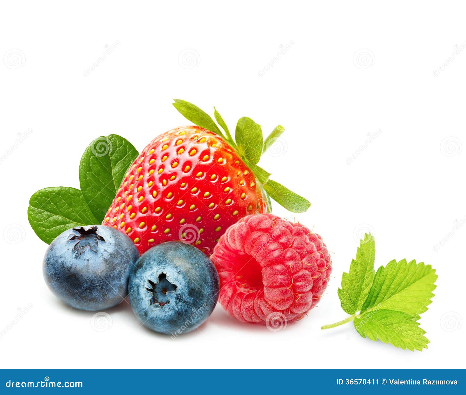 Raspberry and Blueberry Isolated Stock Image - Image of blueberry ...