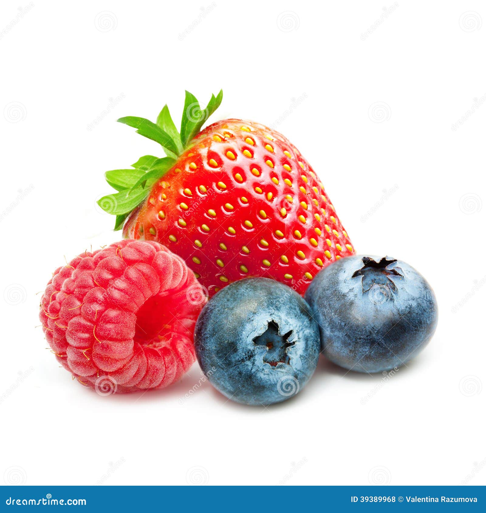 Raspberry and Blueberry Isolated Stock Photo - Image of summer ...