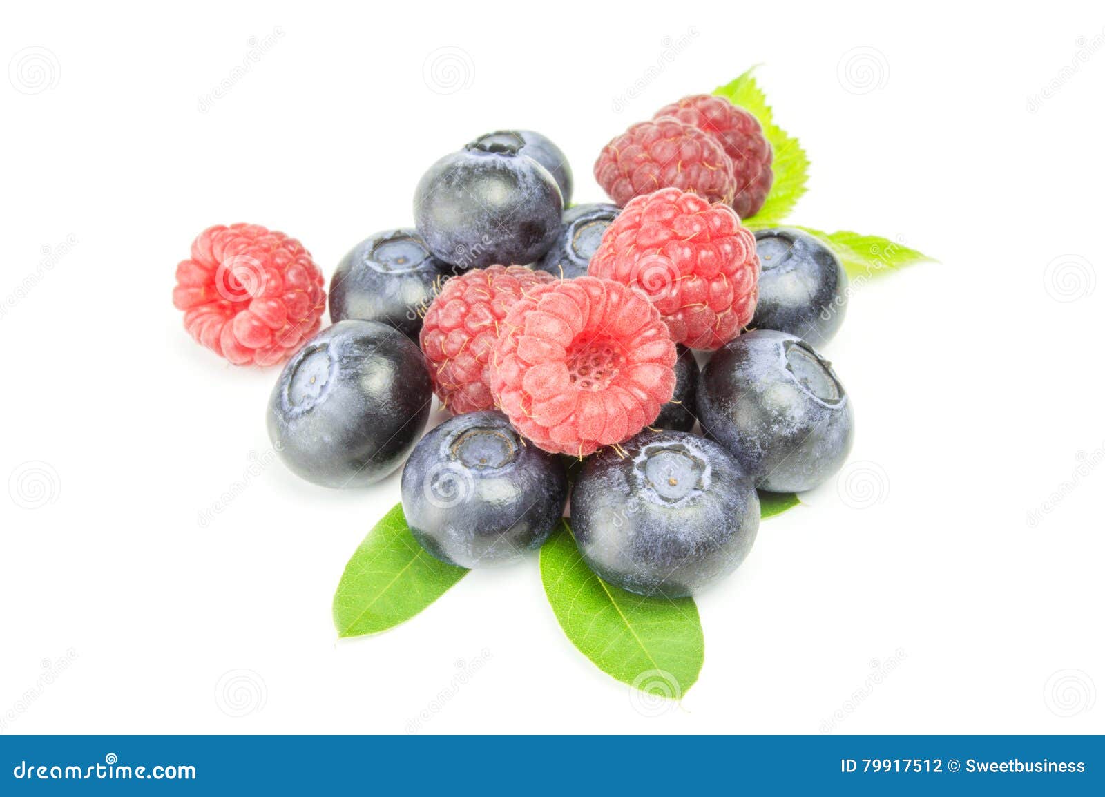 Raspberry with Blueberry Isolated on White Background Cutout Stock ...