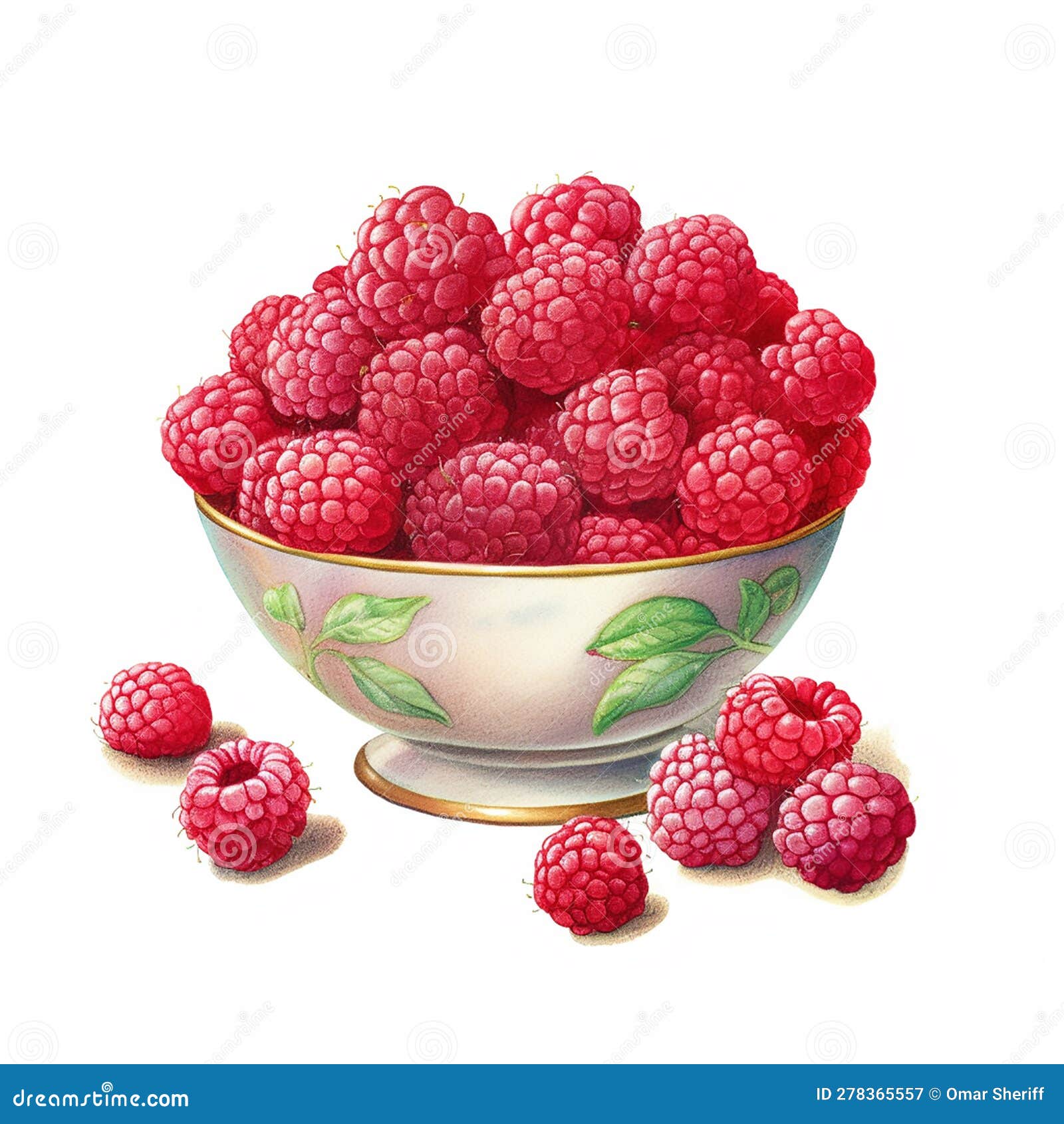 Raspberry with a bowl stock illustration. Illustration of cleanse ...