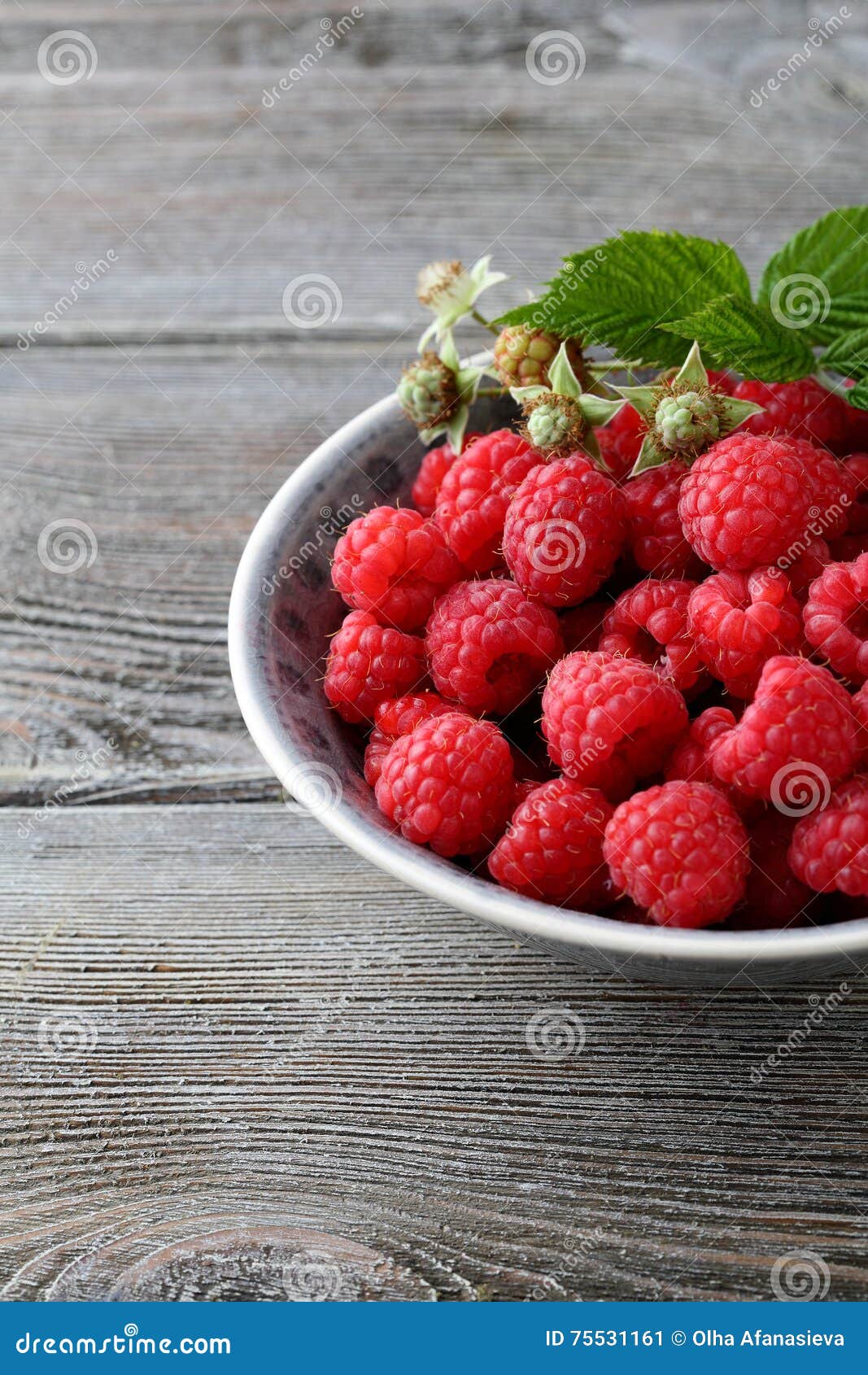 Raspberry in Bowl on Wooden Table Stock Image - Image of raspberry ...