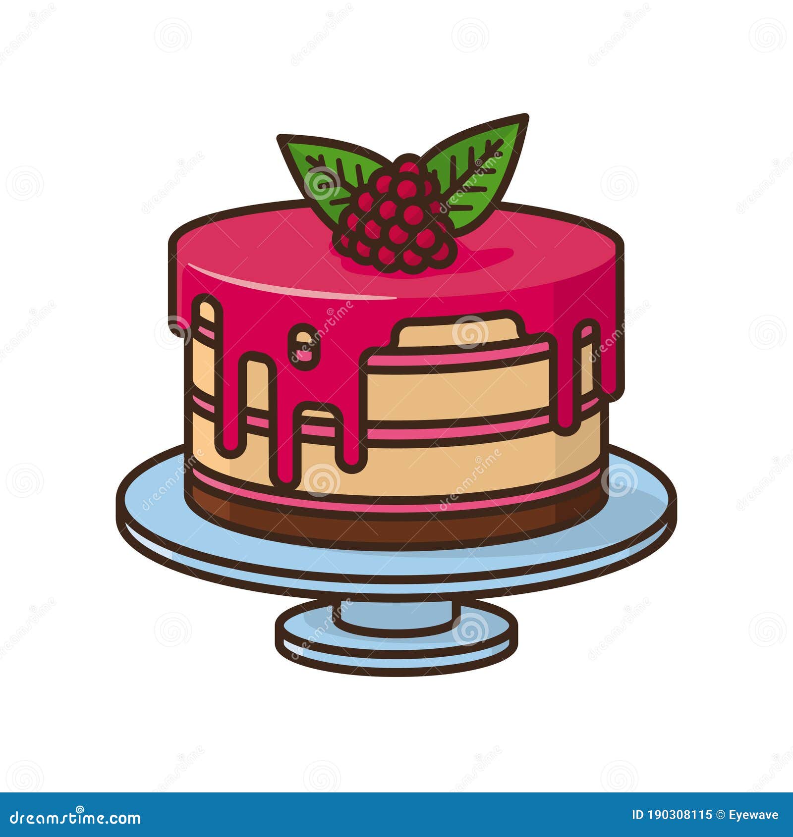 Raspberry Cake Isolated Vector Illustration Stock Vector - Illustration ...