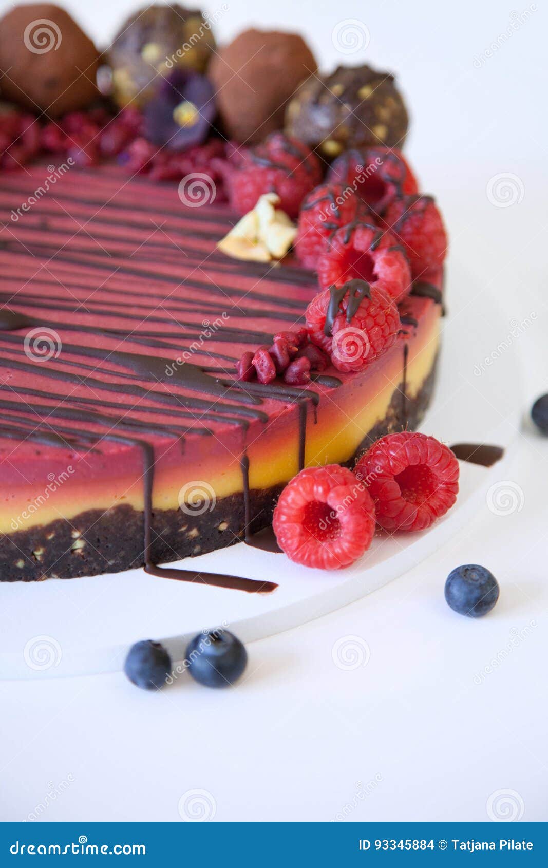 Raspberry and cake stock photo. Image of product, healthy - 93345884