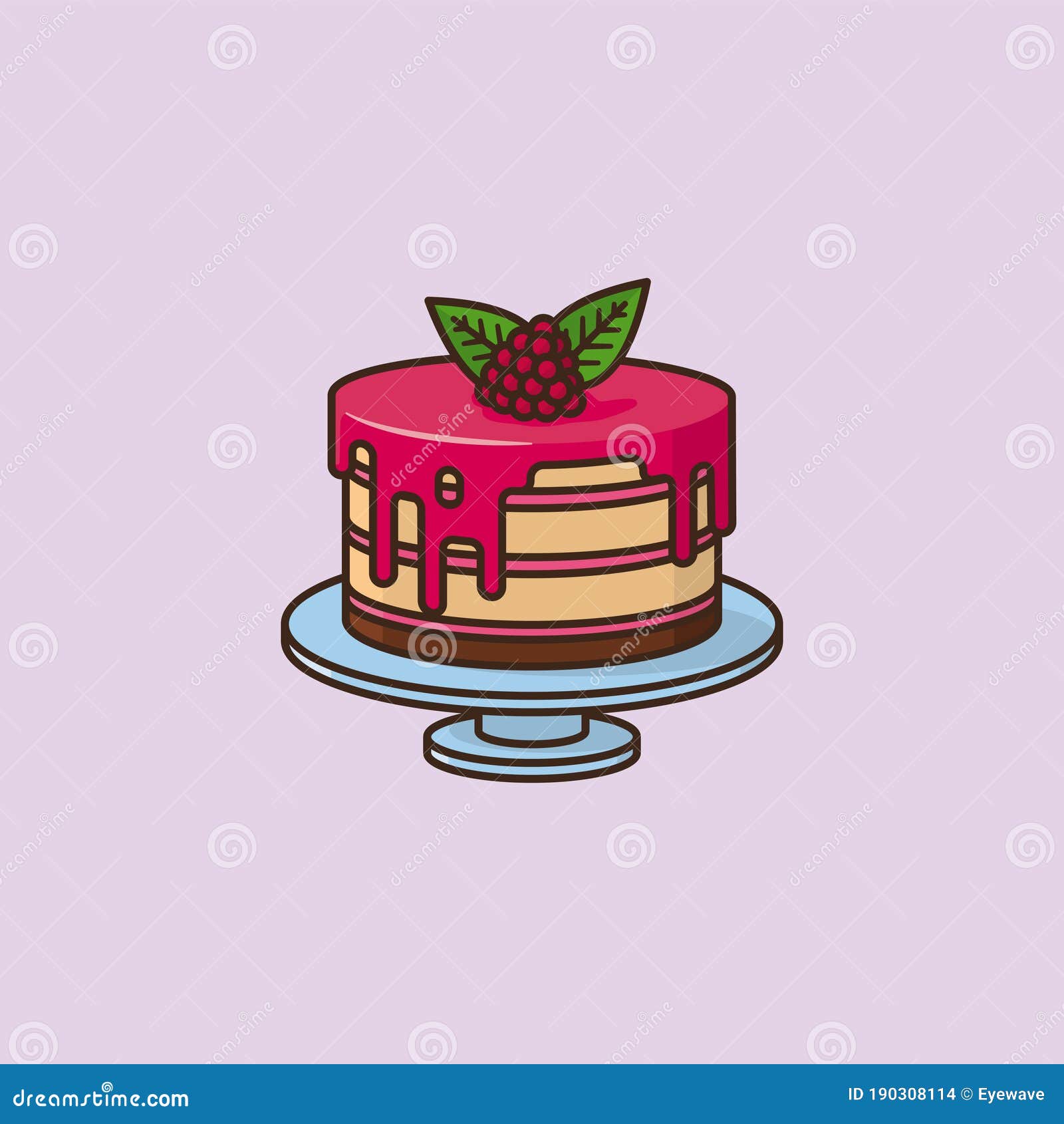 Raspberry Cake Vector Illustration Stock Vector - Illustration of ...