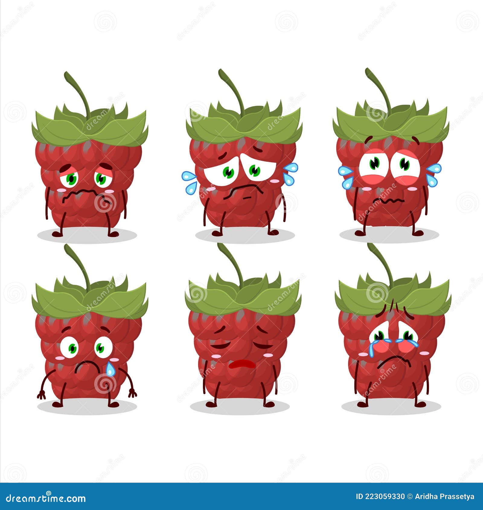 Raspberry Cartoon in Character with Sad Expression Stock Vector ...