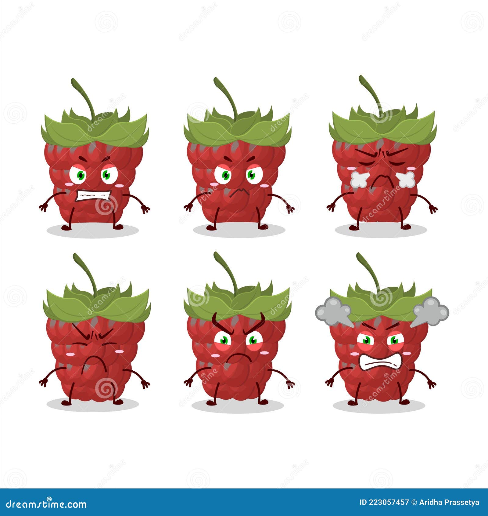 Raspberry Cartoon Character with Various Angry Expressions Stock Vector ...