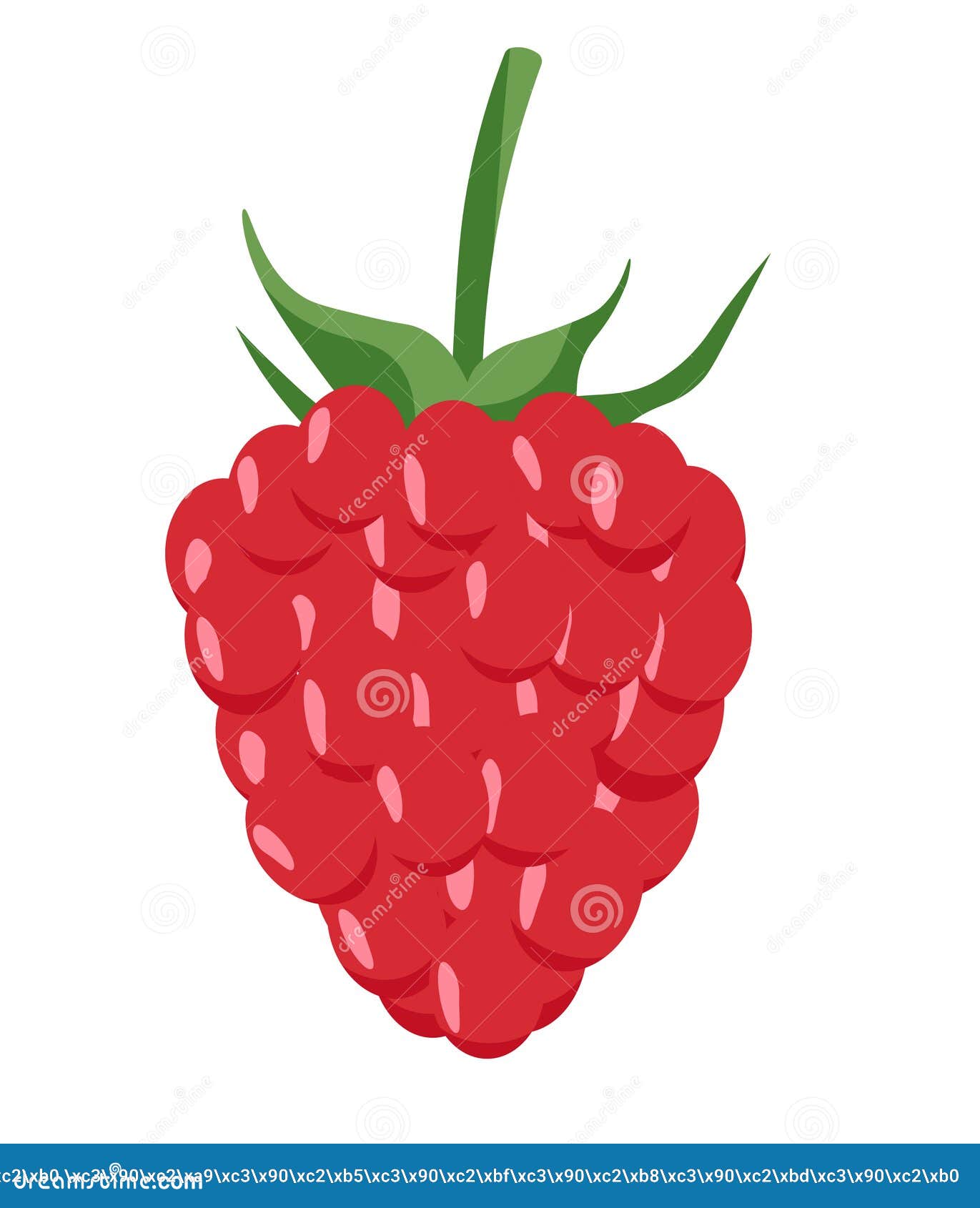 Raspberry in Cartoon Flat Style on an Isolated Background with ...